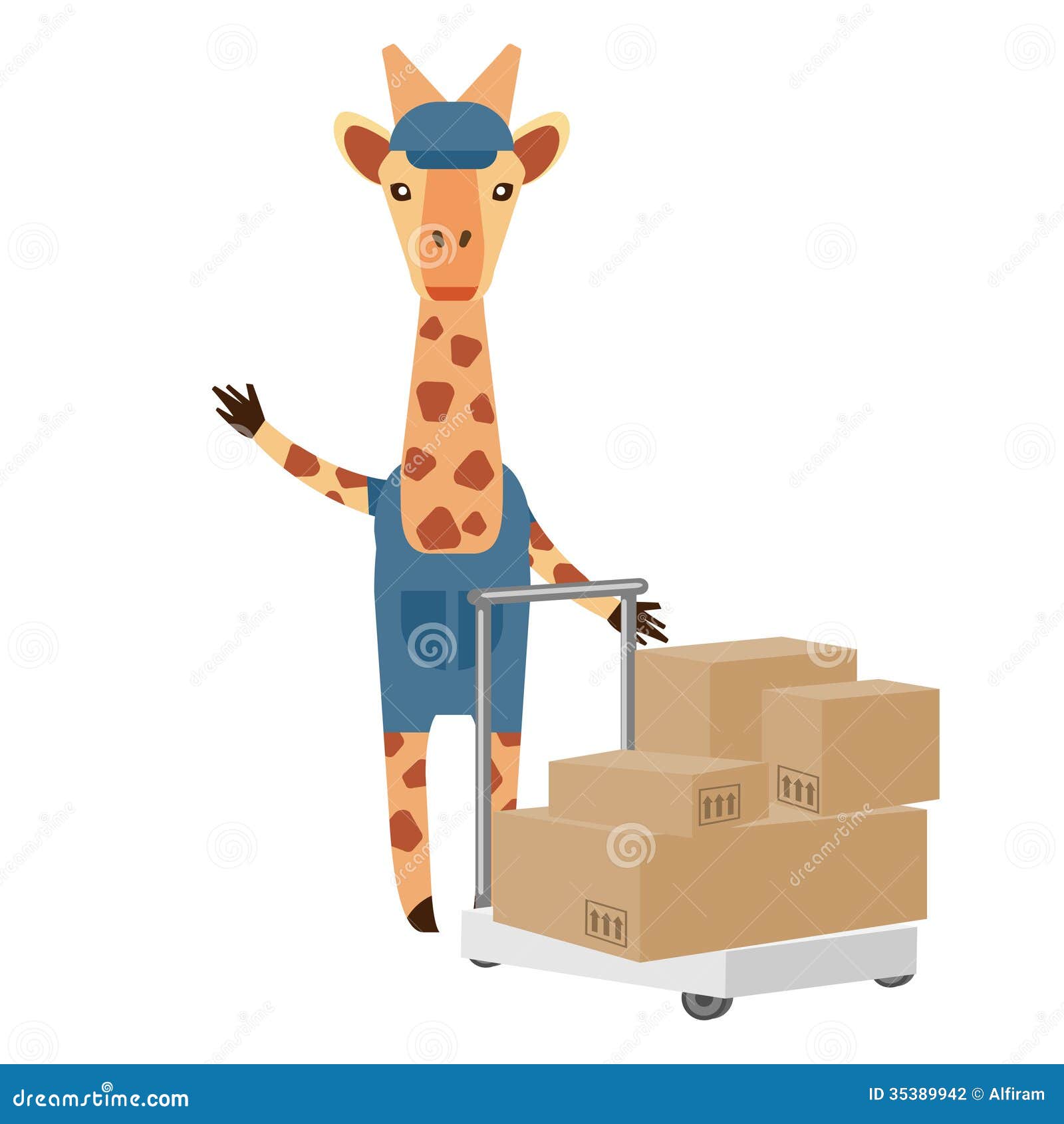 Giraffe Delivery Boxes Vector Illustration | CartoonDealer.com #35389936