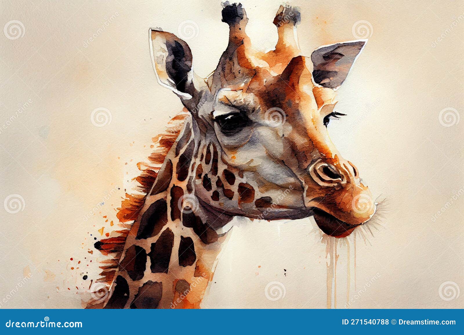 Giraffe Drawing In Gouache. A Close-up Photograph Depicting A Creative ...