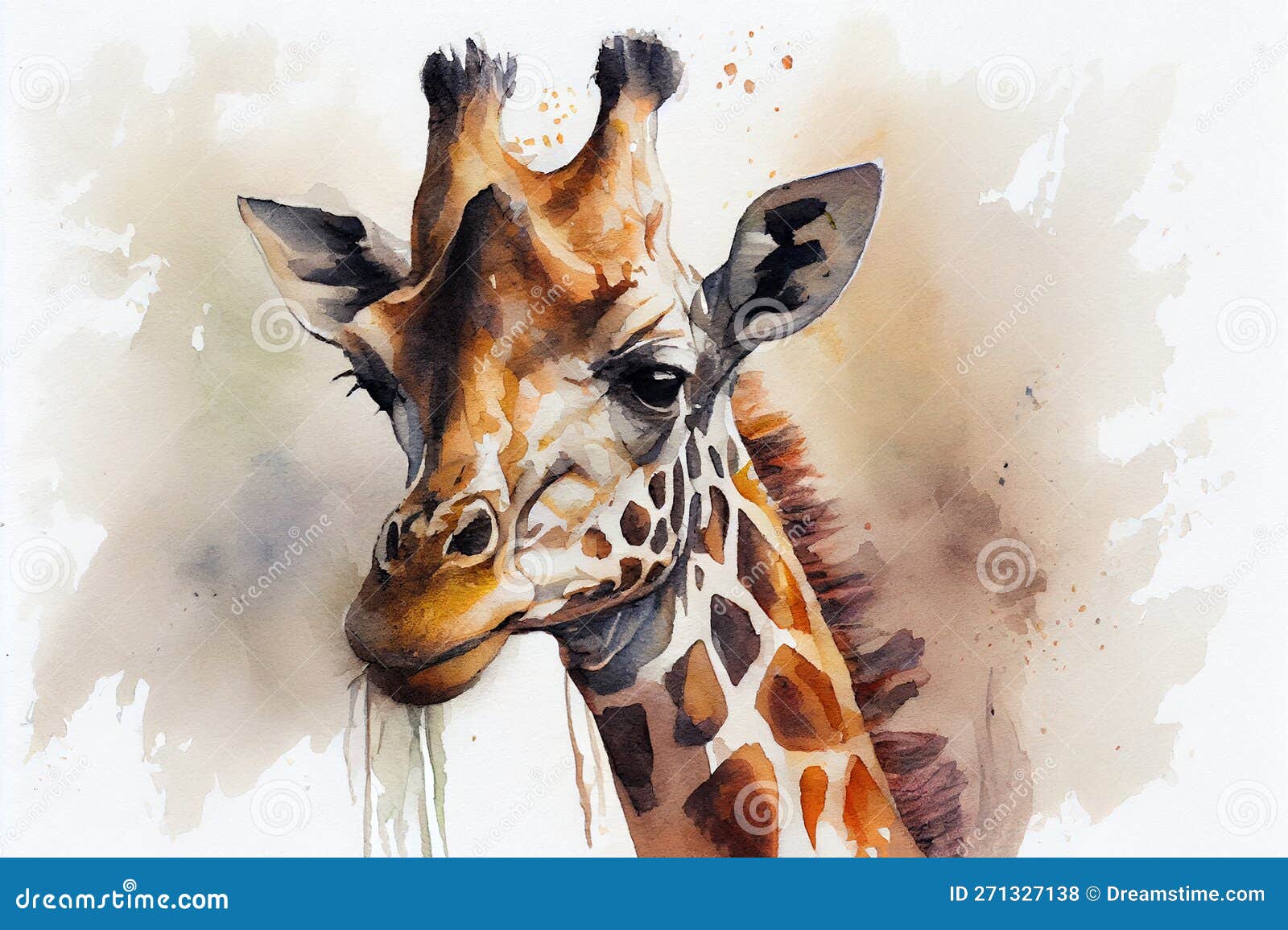 Giraffe Drawing With Bit Of Watercolour Stock Photo | CartoonDealer.com ...