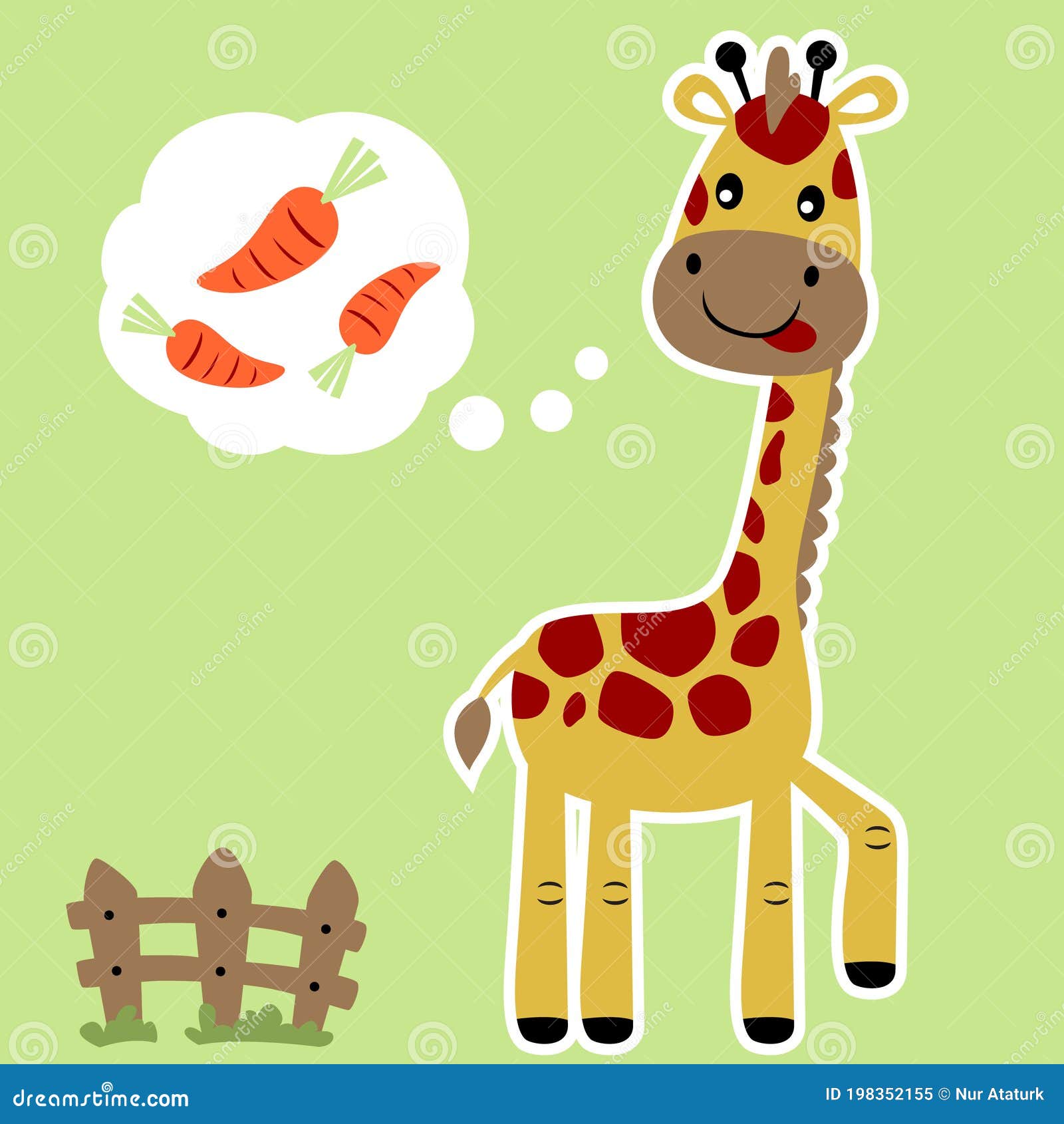 Giraffe Dreaming Carrot, Vector Cartoon Illustration Stock Vector ...