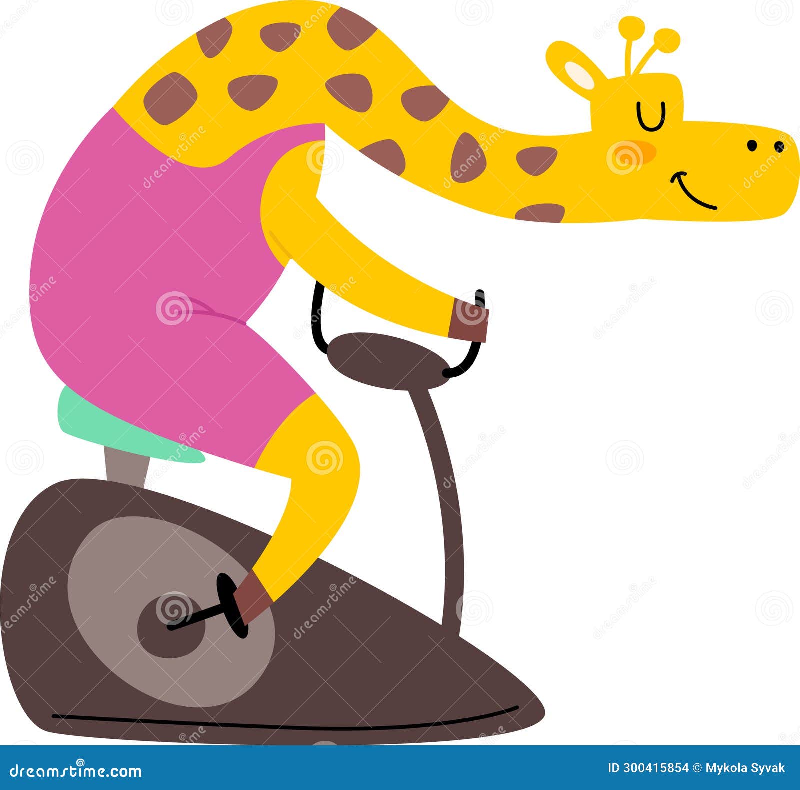 Giraffe on Exercise Bike stock illustration. Illustration of sport ...
