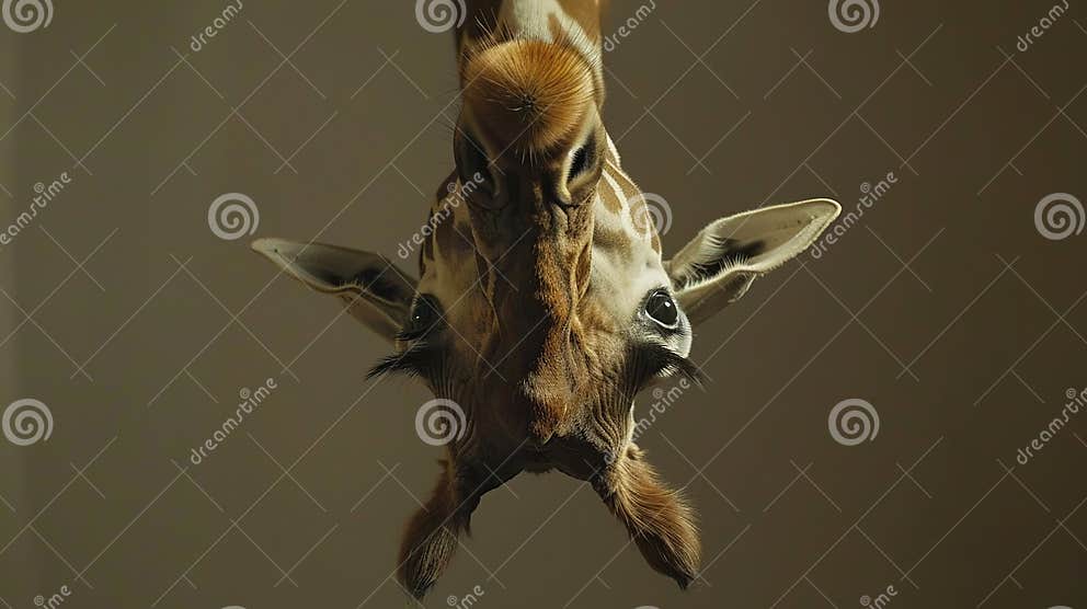 Giraffe Face Head Hanging Upside Down. Generative Ai Stock Illustration - Illustration of ...