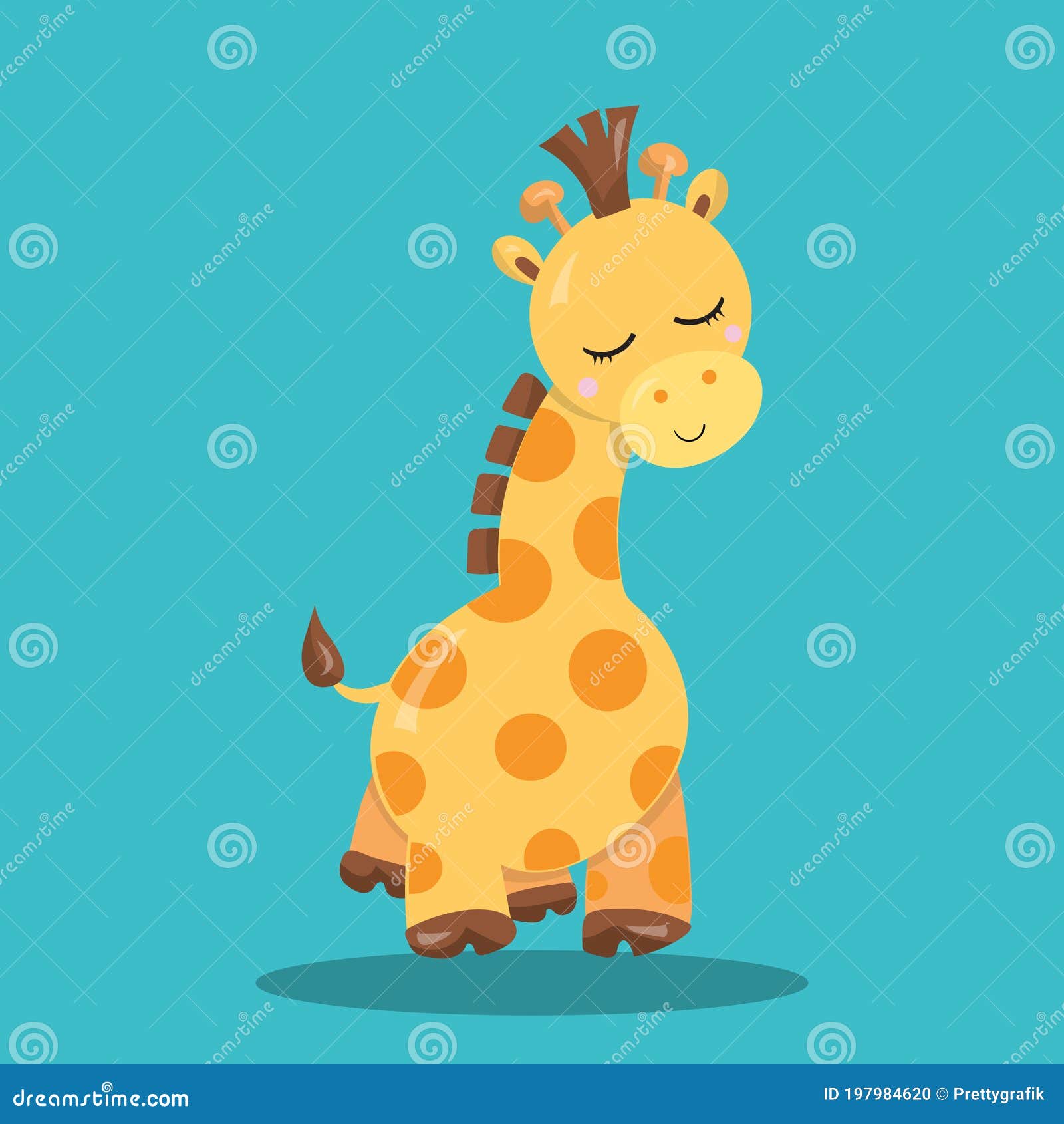 GIRAFFE FRONT BLUE 05 stock vector. Illustration of blue - 197984620