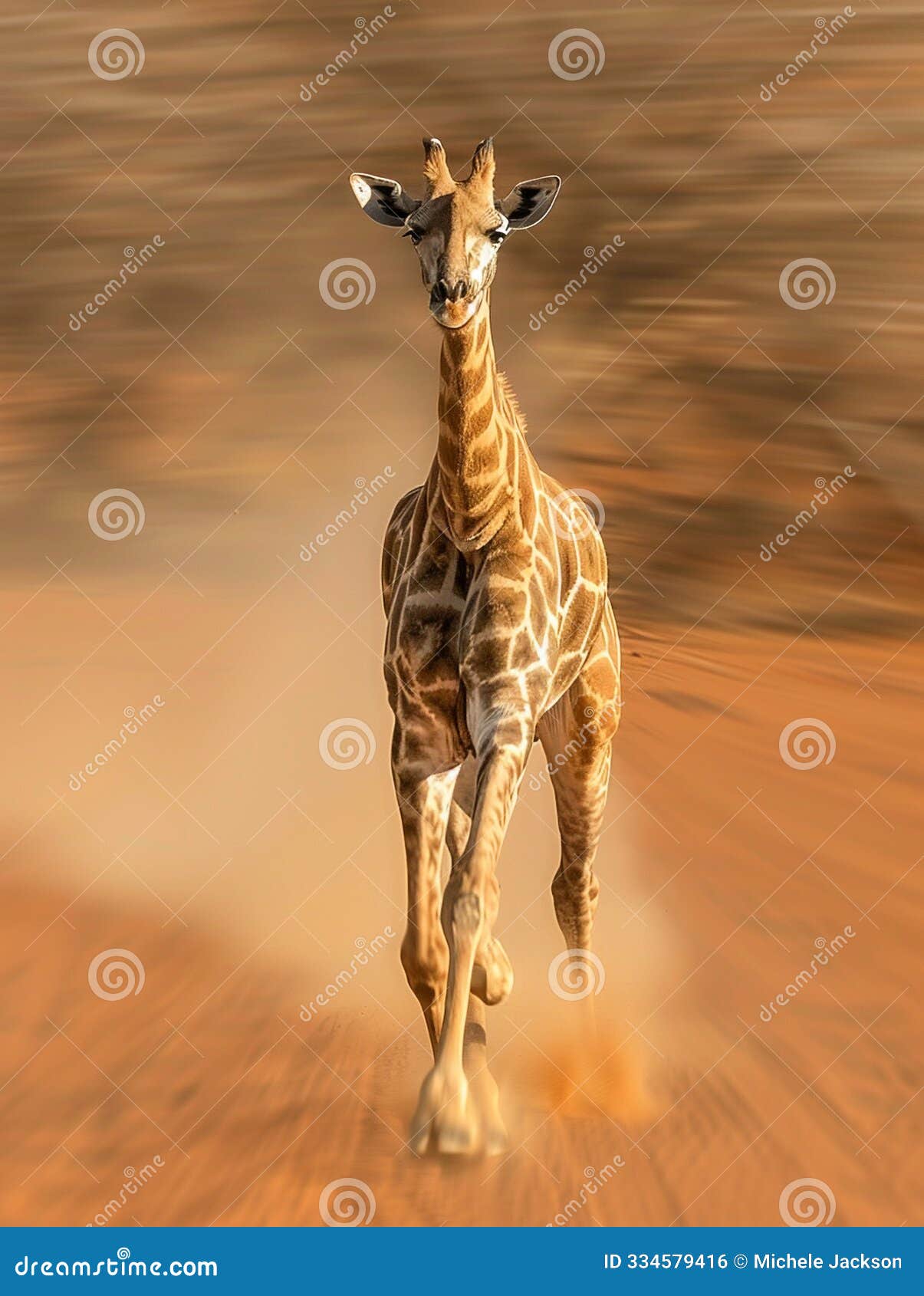 A Giraffe Galloping Across the Desert. Generated with Ai Stock ...