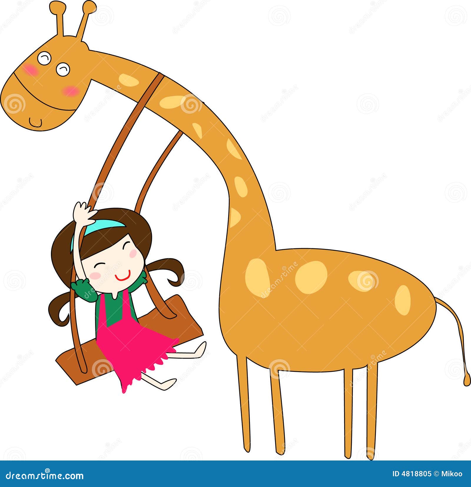 Giraffe and girl stock illustration. Illustration of cute - 4818805
