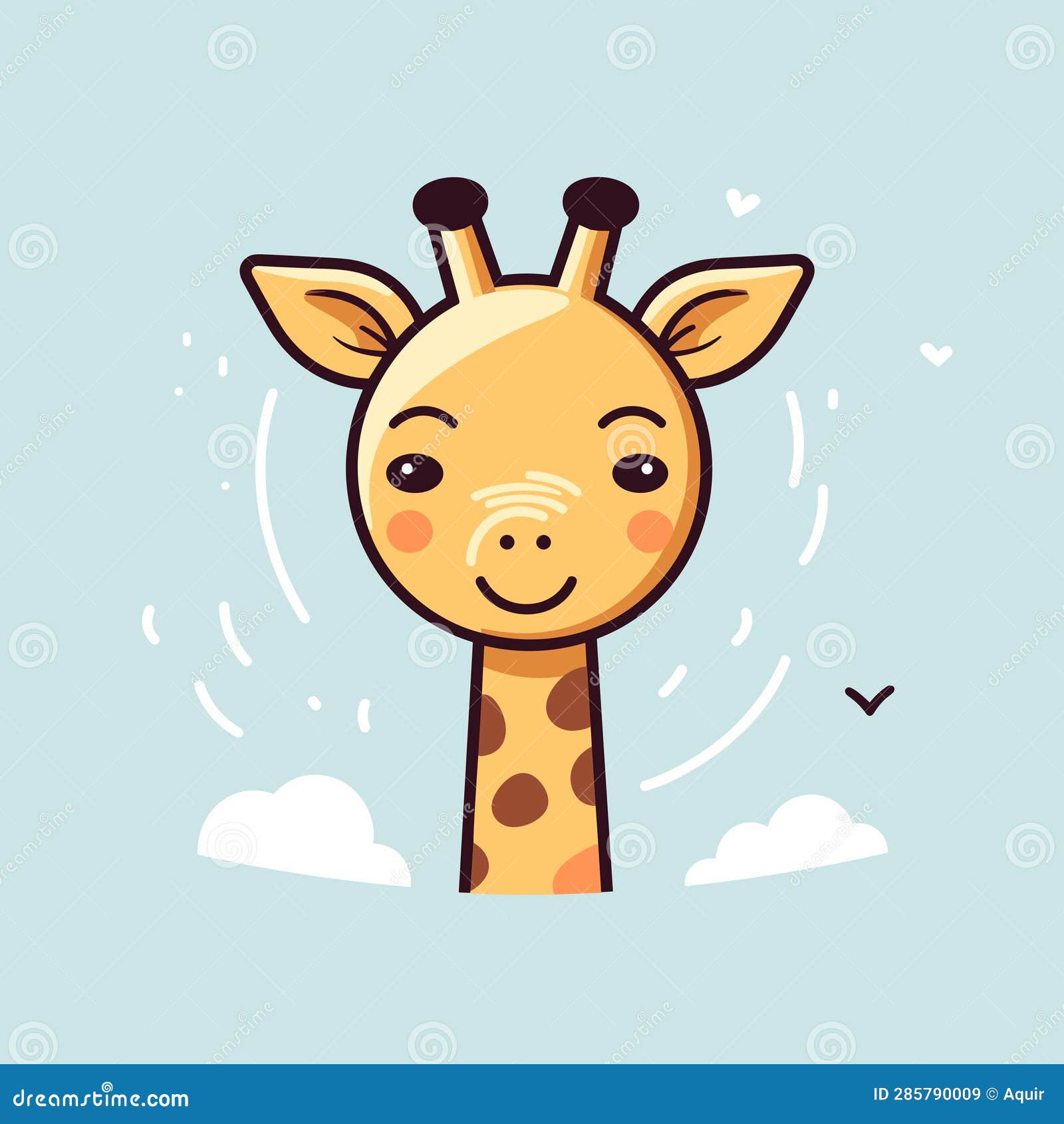 Giraffe. Giraffe Hand-drawn Comic Illustration. Cute Vector Doodle ...