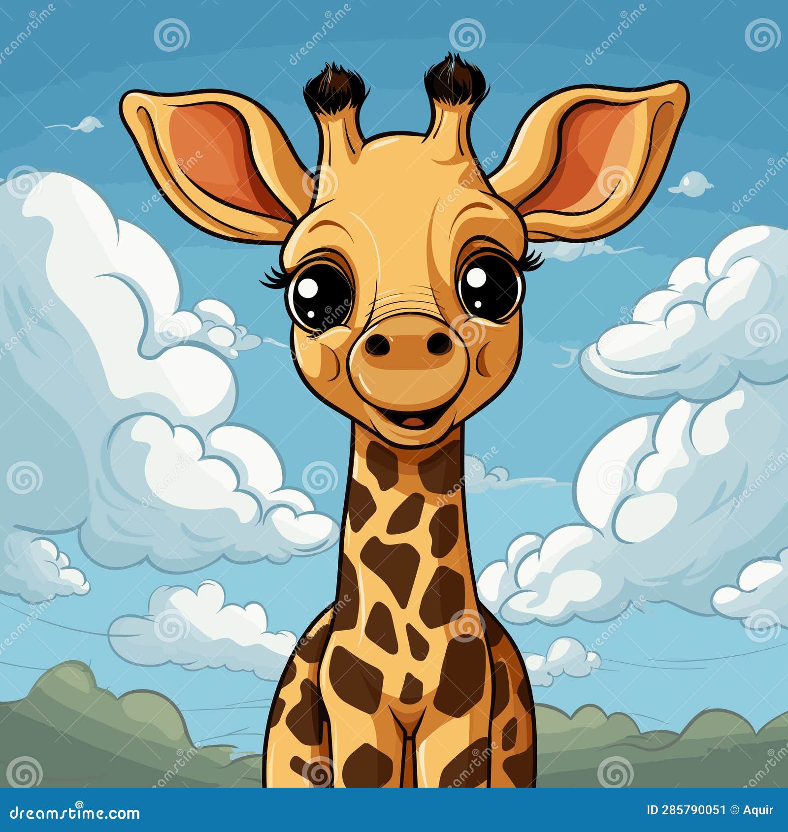 Giraffe. Giraffe Hand-drawn Comic Illustration. Cute Vector Doodle ...
