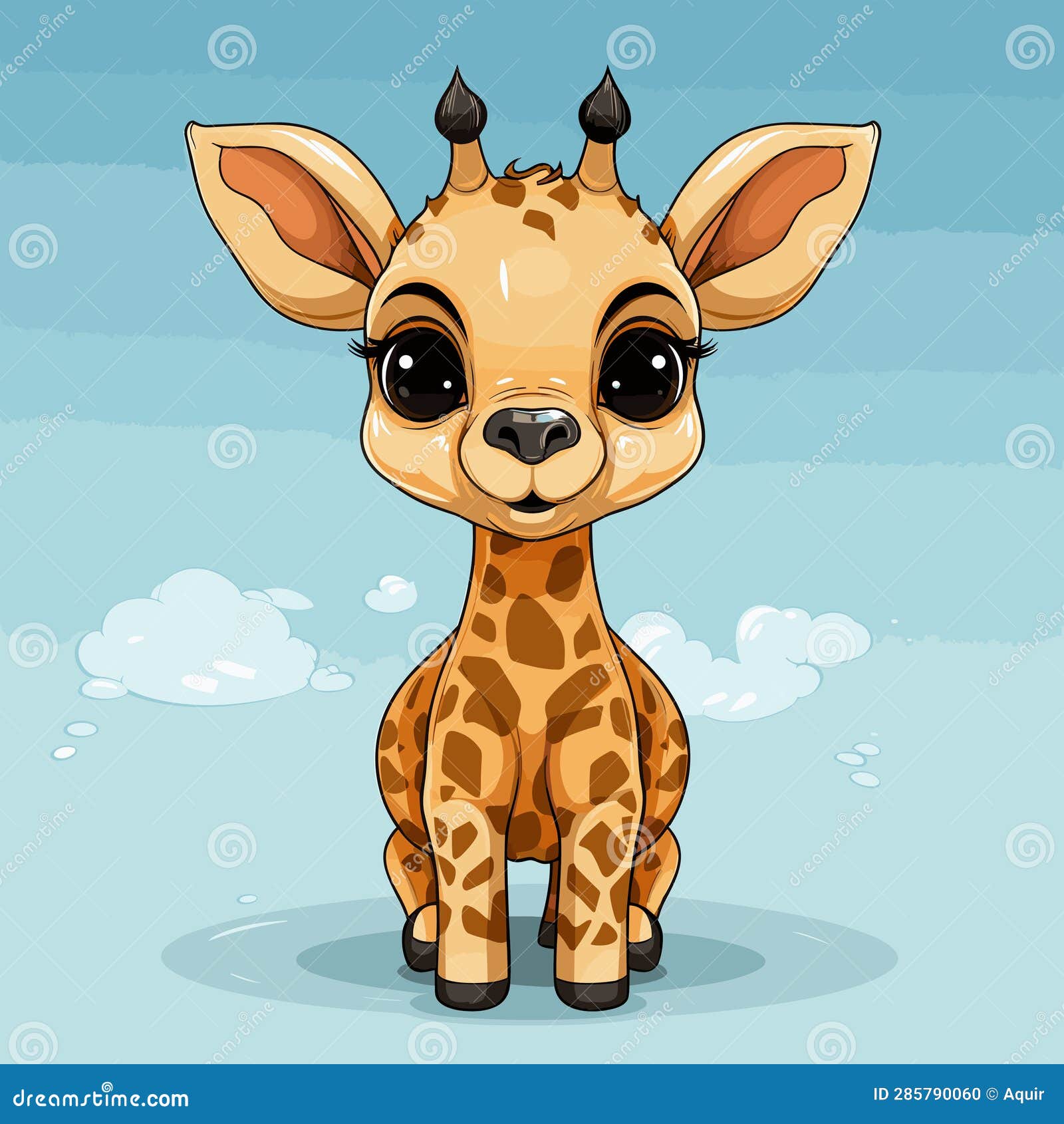 Giraffe. Giraffe Hand-drawn Comic Illustration. Cute Vector Doodle ...