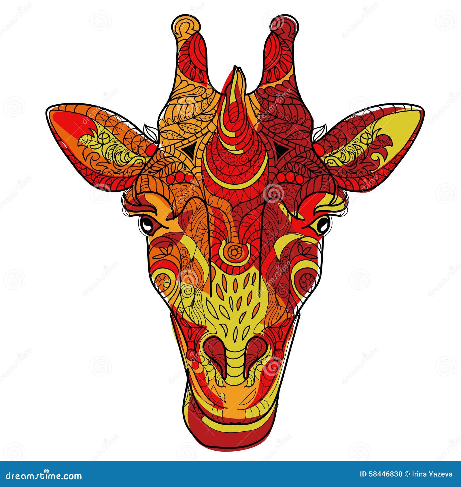 Giraffe head doodle stock vector. Illustration of nature - 58446830
