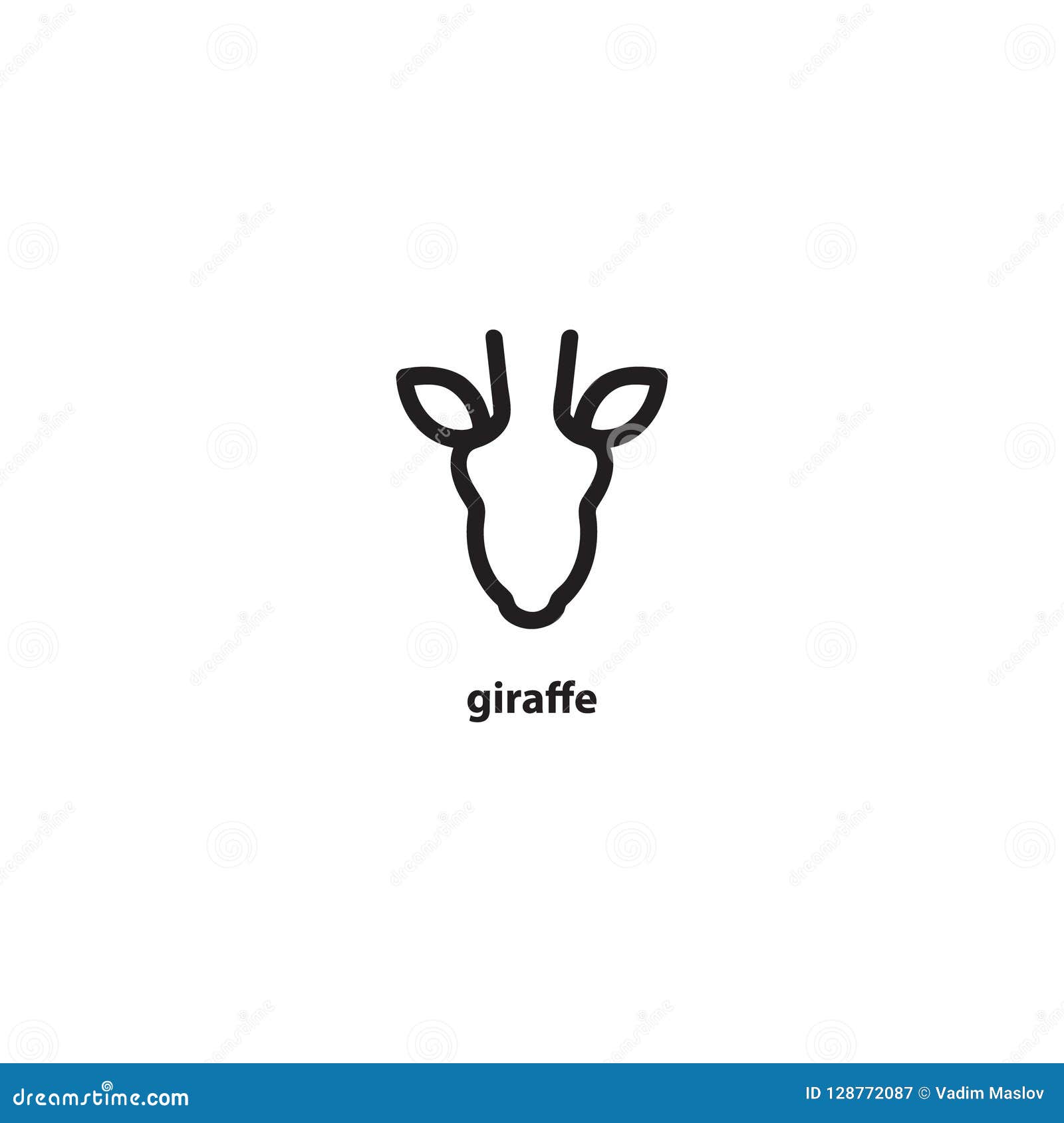 Giraffe head line icon. stock vector. Illustration of simple - 128772087