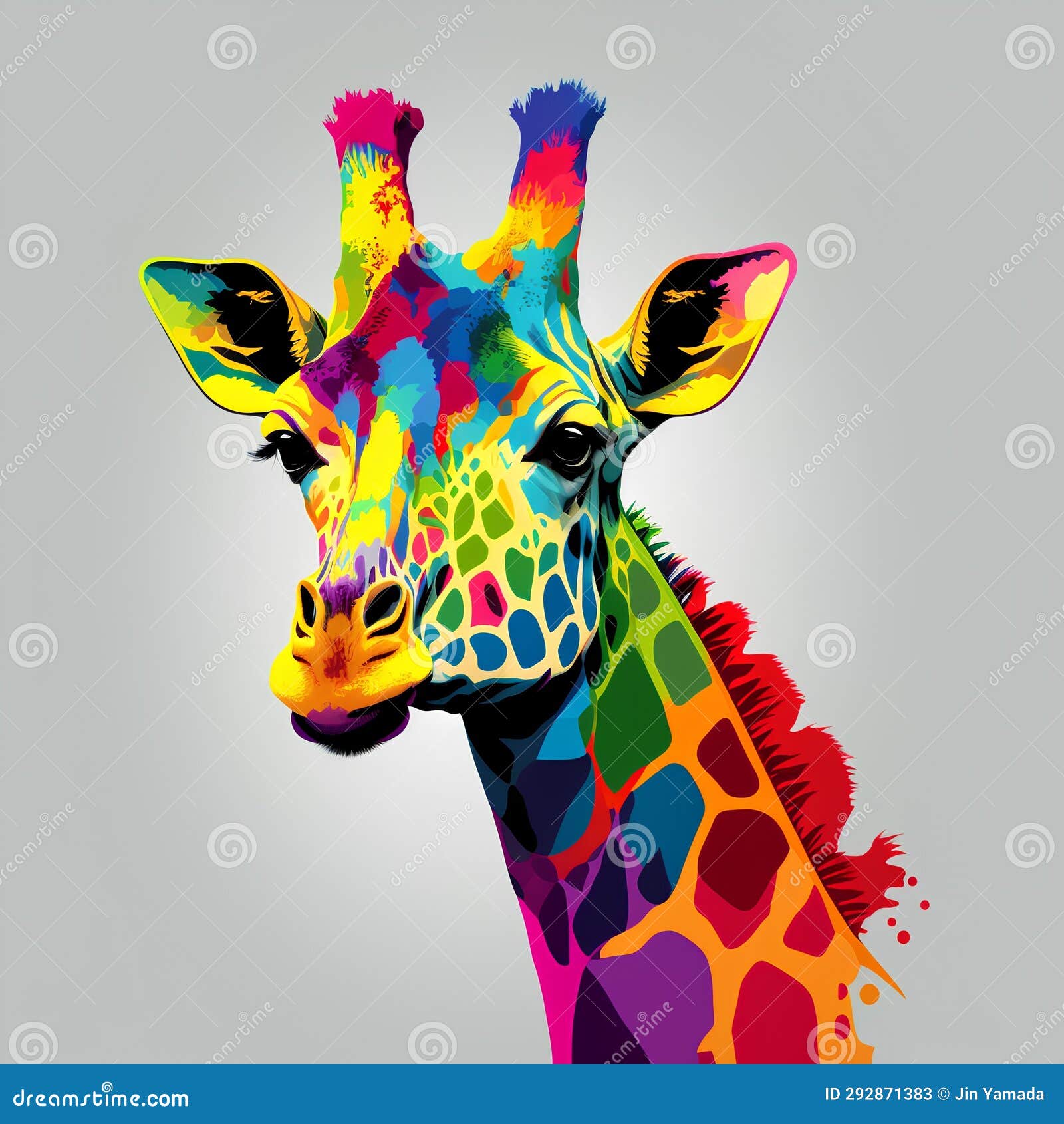 Giraffe Head with Multicolored Stripes. Vector Illustration Stock ...