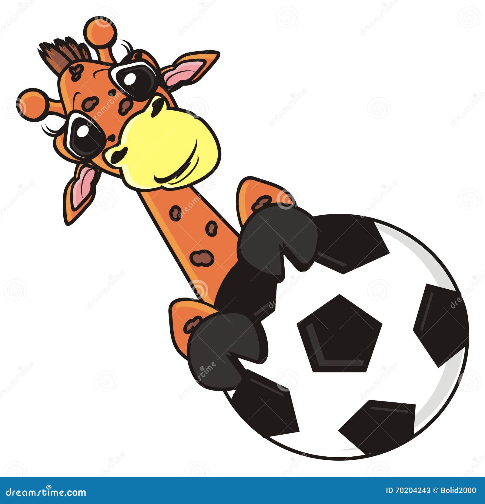 Giraffe Hiding a Soccer Ball Stock Illustration - Illustration of long ...