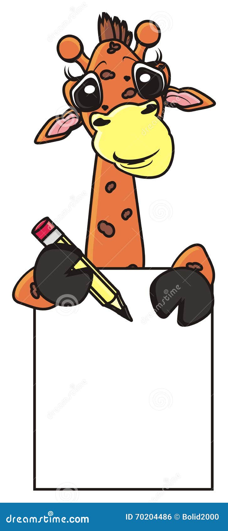 Giraffe Holding a Blank Name Tag Stock Illustration - Illustration of ...