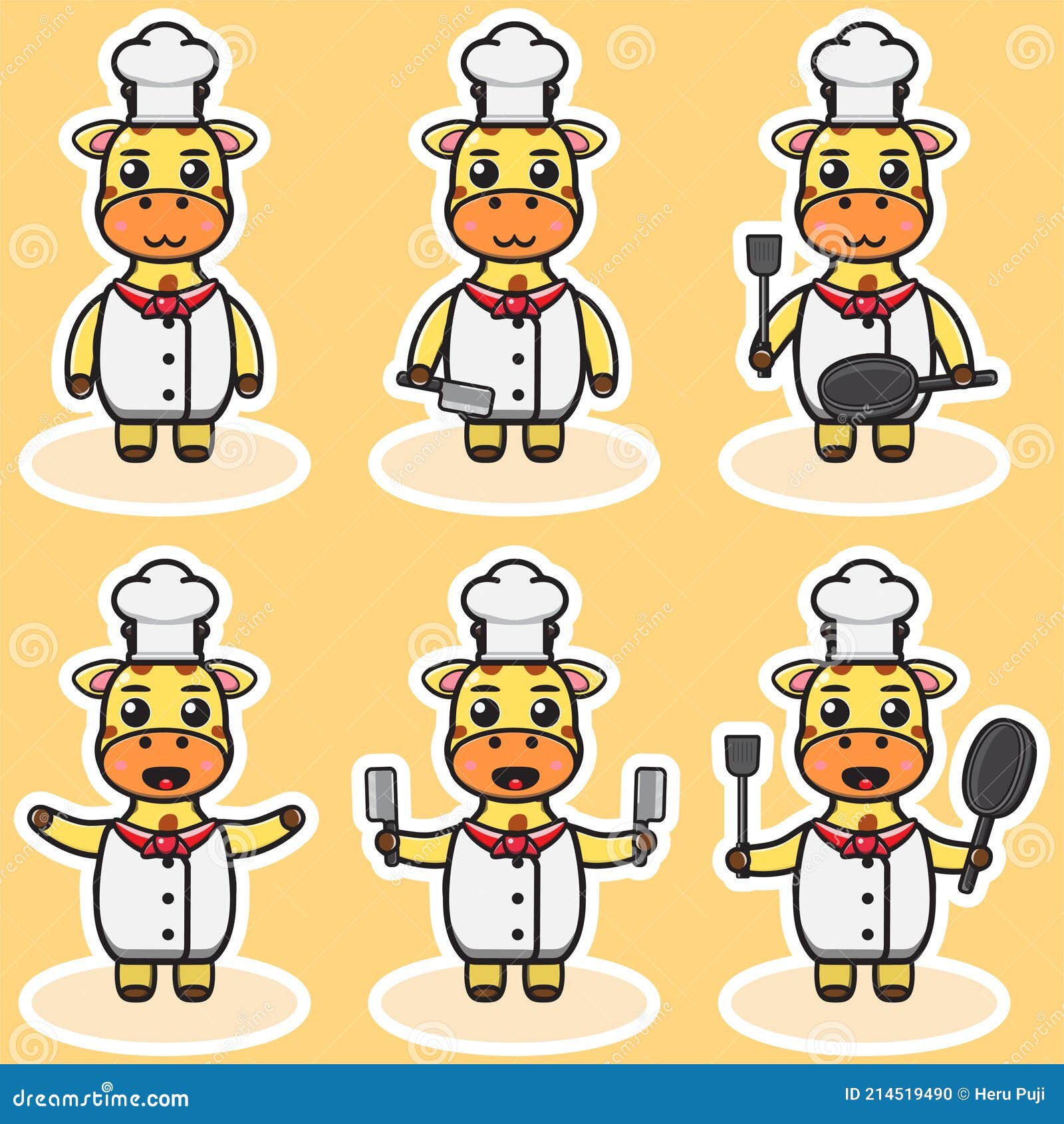 Vector Illustration of Cute Giraffe Chef Cartoon. Stock Vector ...