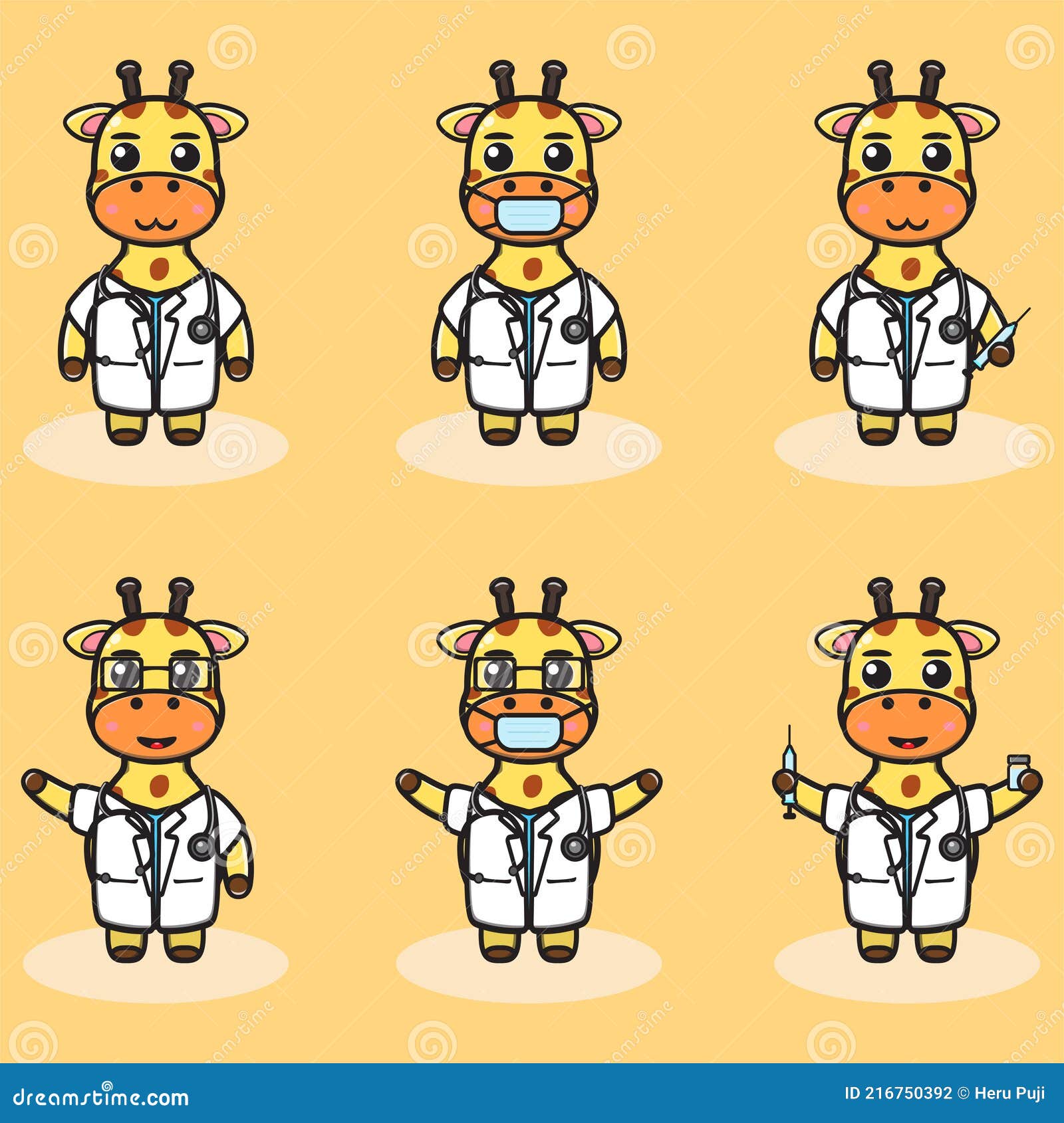 Vector Illustration of Cute Giraffe Doctor Cartoon. Stock Vector ...
