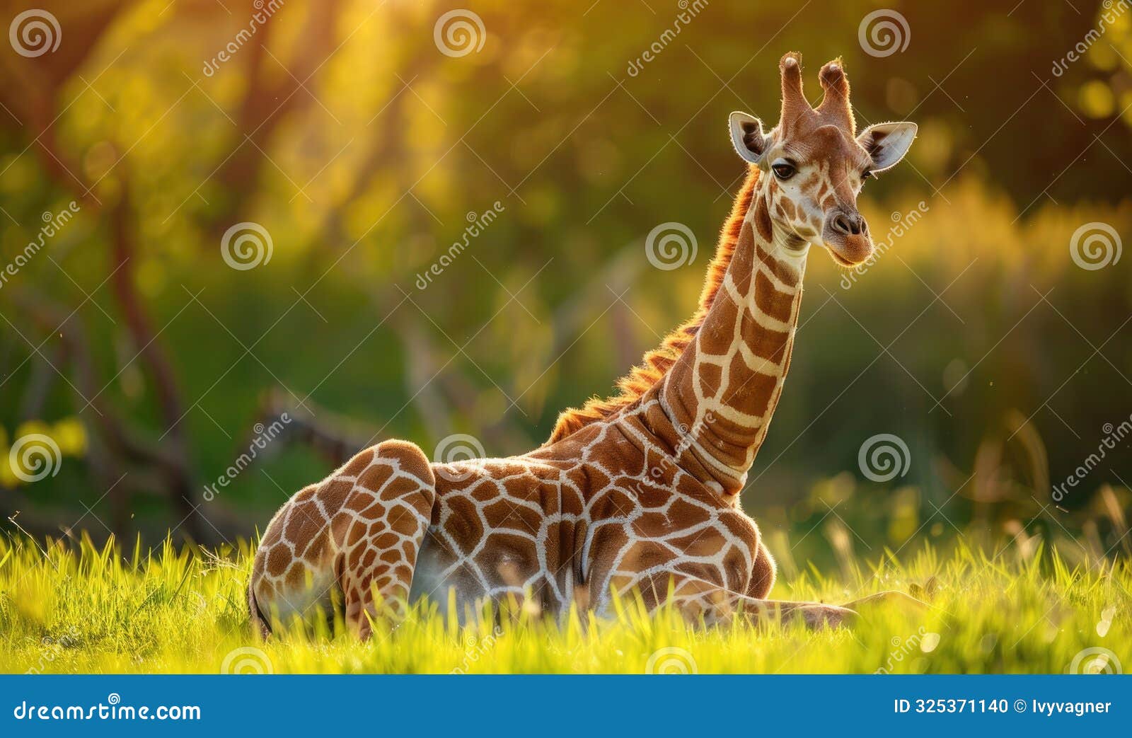 Giraffe Lying Down in the Grass Stock Photo - Image of wildlife ...