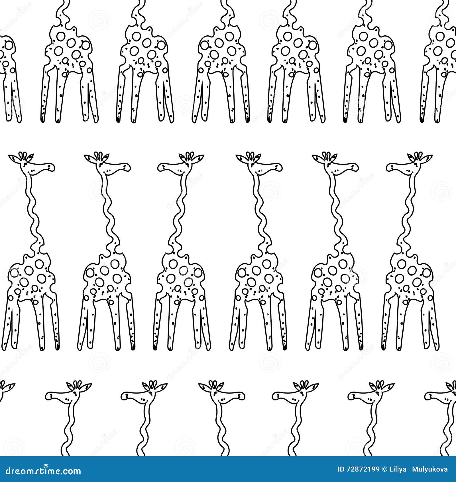 Giraffe Outline Seamless Pattern Stock Illustration - Illustration of ...
