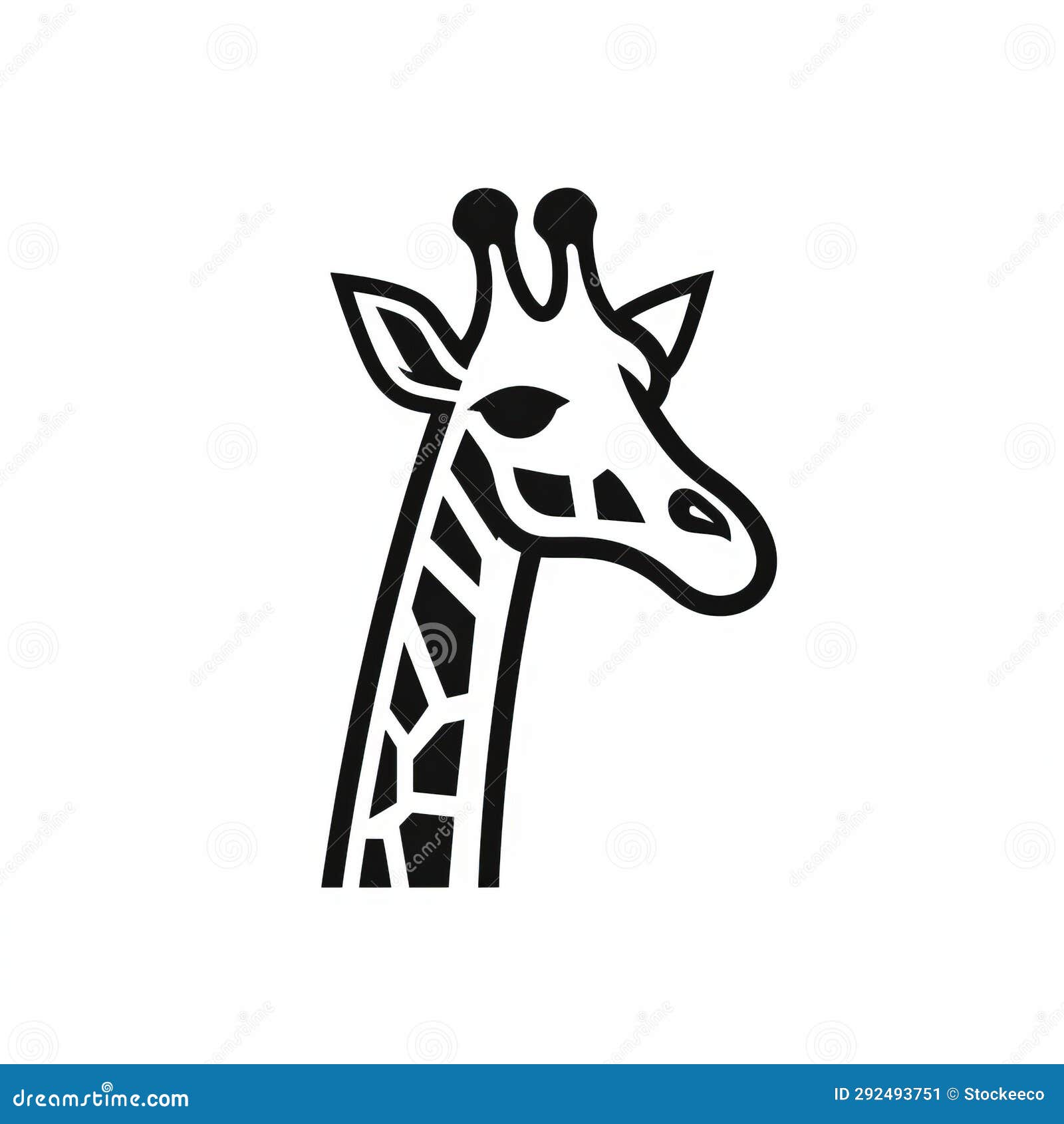 Playful Giraffe Head Icon in Graphic Design-inspired Black and White ...