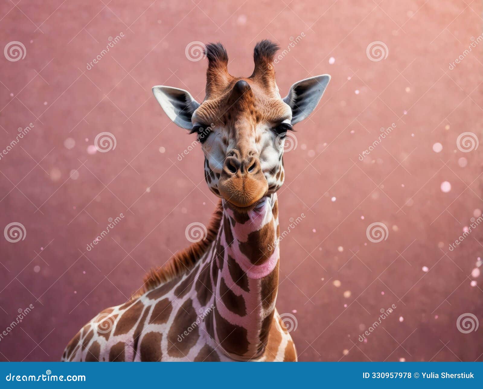 A Giraffe in a Pastel Pink Concept of Trendy Anthropomorphism. Stock ...