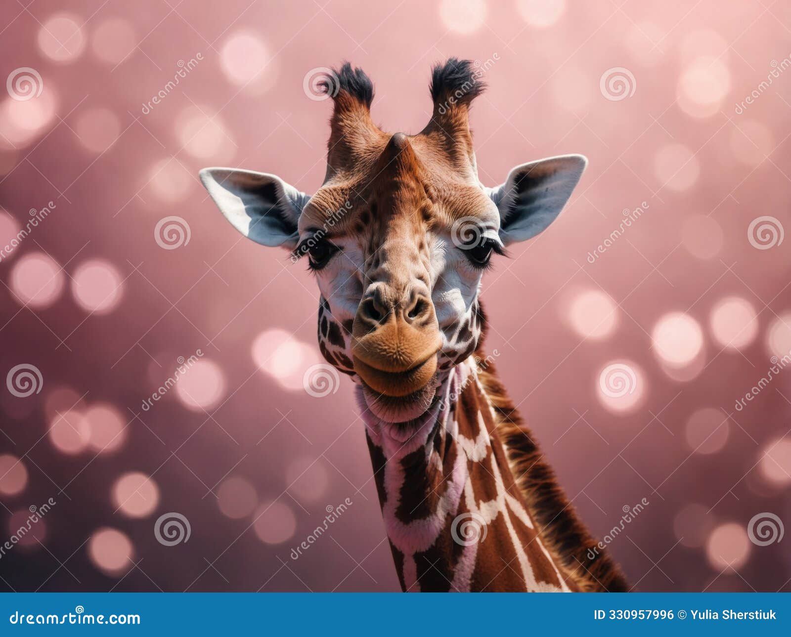 A Giraffe in a Pastel Pink Concept of Trendy Anthropomorphism. Stock ...