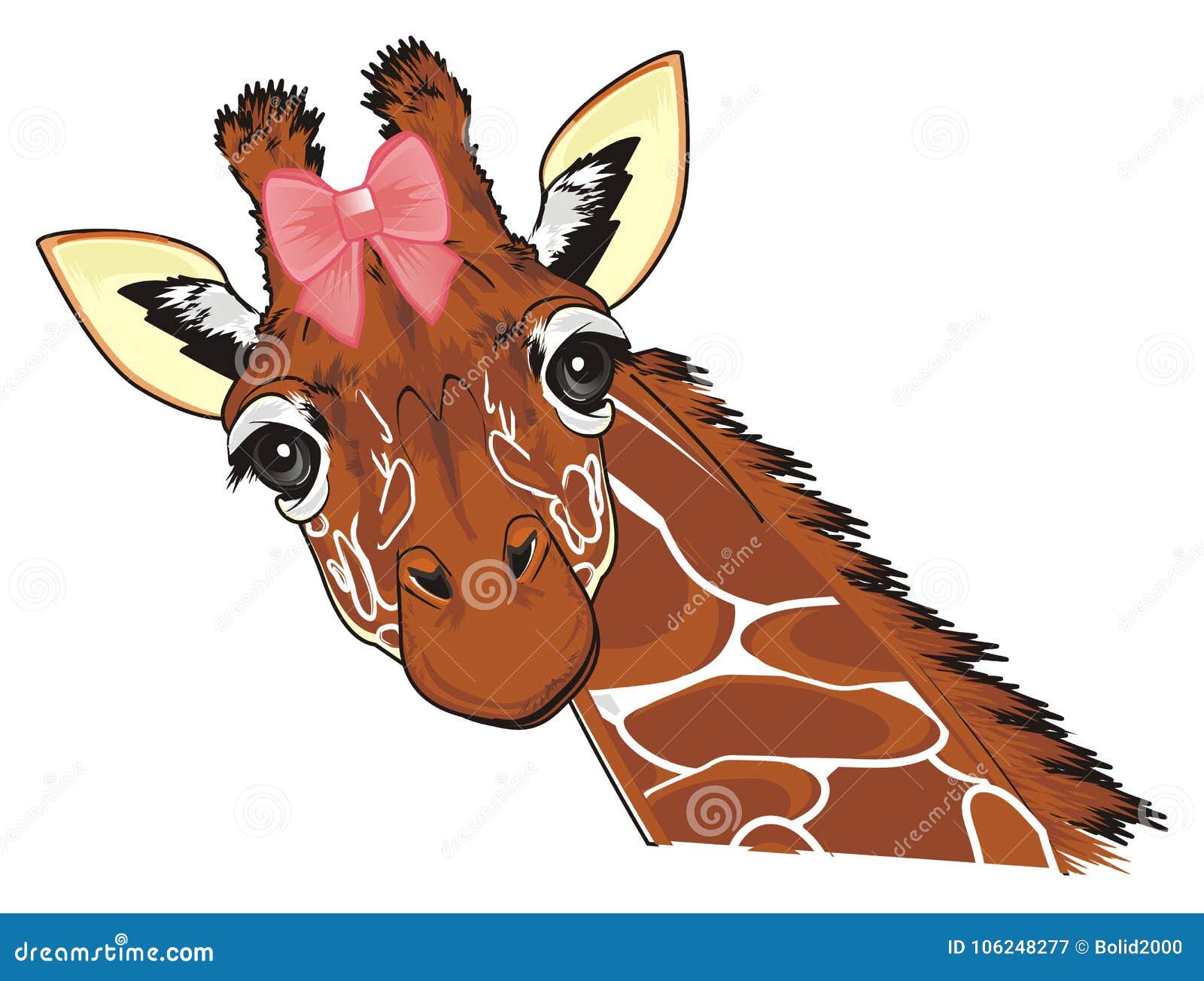 Giraffe with a pink bow stock illustration. Illustration of neck ...