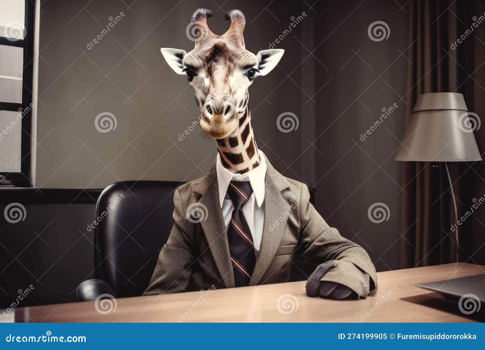 Giraffe Posing in Business Suit Generative AI Stock Illustration ...