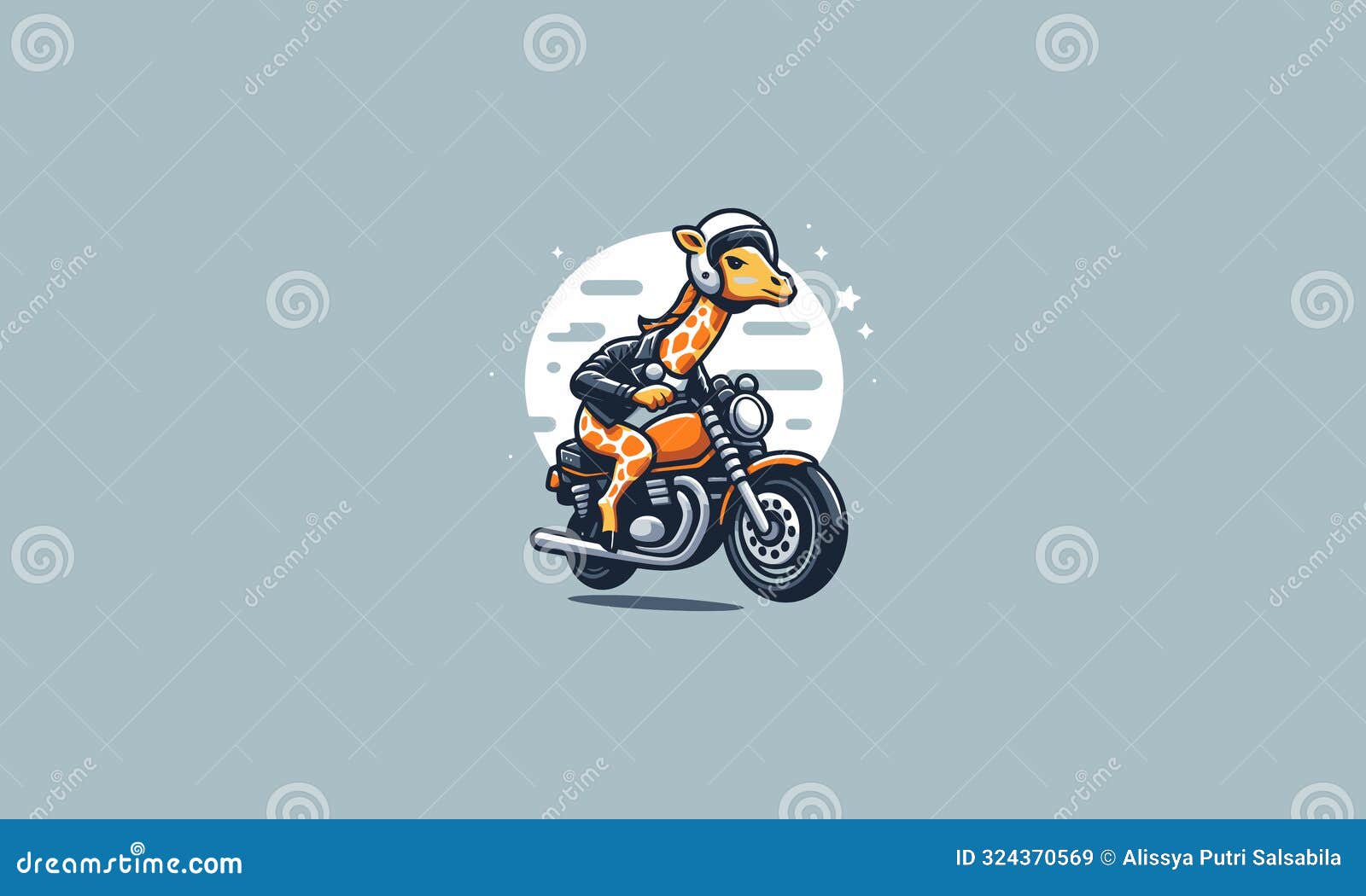Giraffe Riding Motorcycle Vector Logo Design Stock Illustration ...