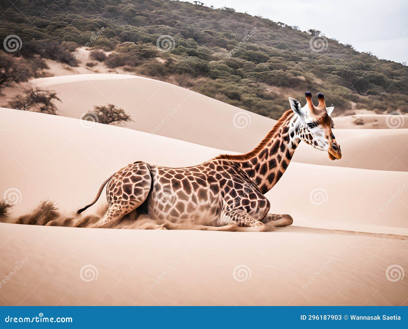 Giraffe in the sand dunes stock illustration. Illustration of africa ...