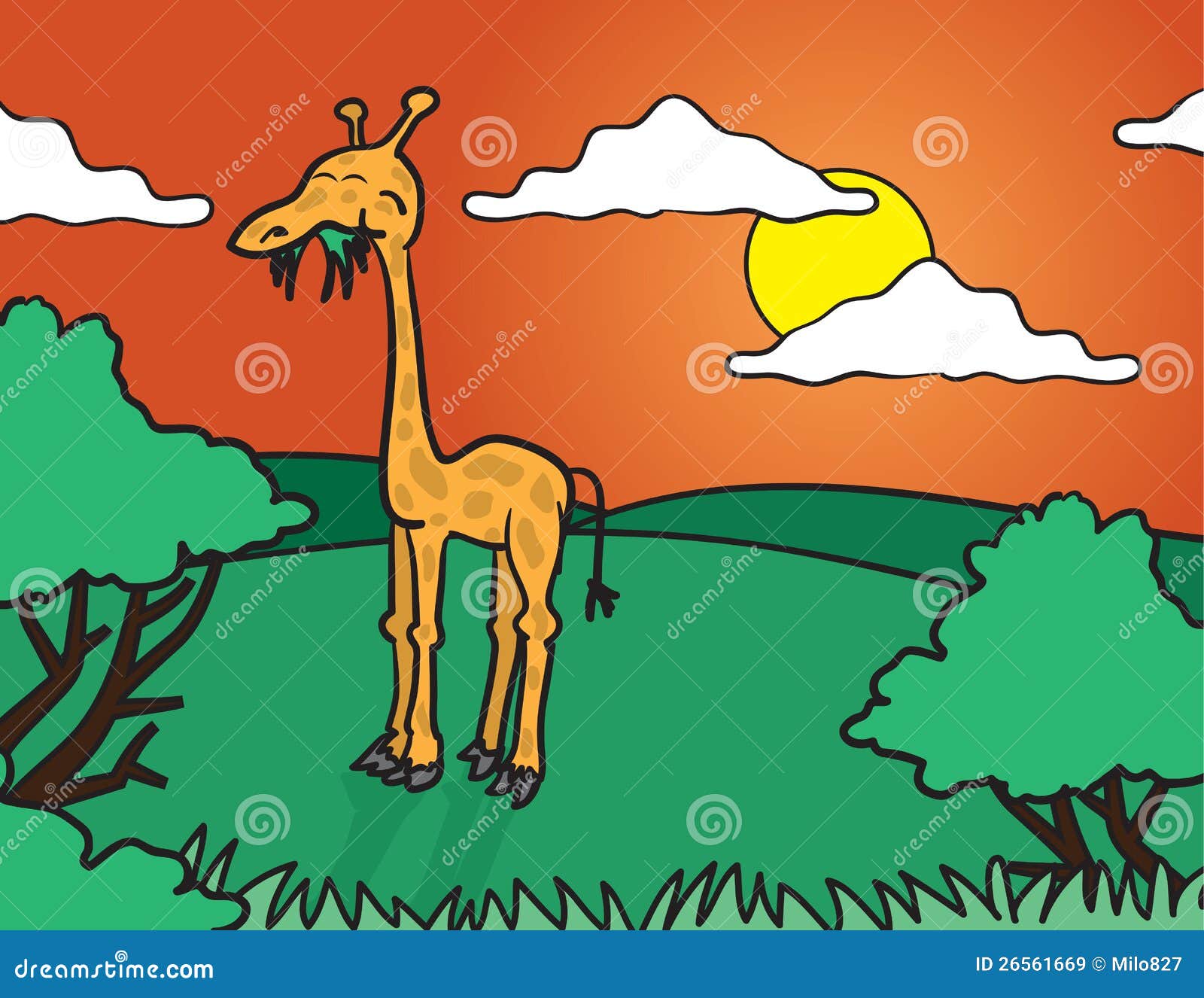 Giraffe Scene stock vector. Illustration of safari, shadow - 26561669