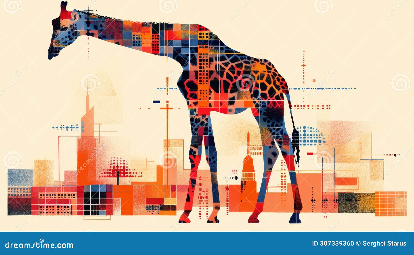 A Giraffe is Shown in a City Setting with Many Buildings, AI Stock ...