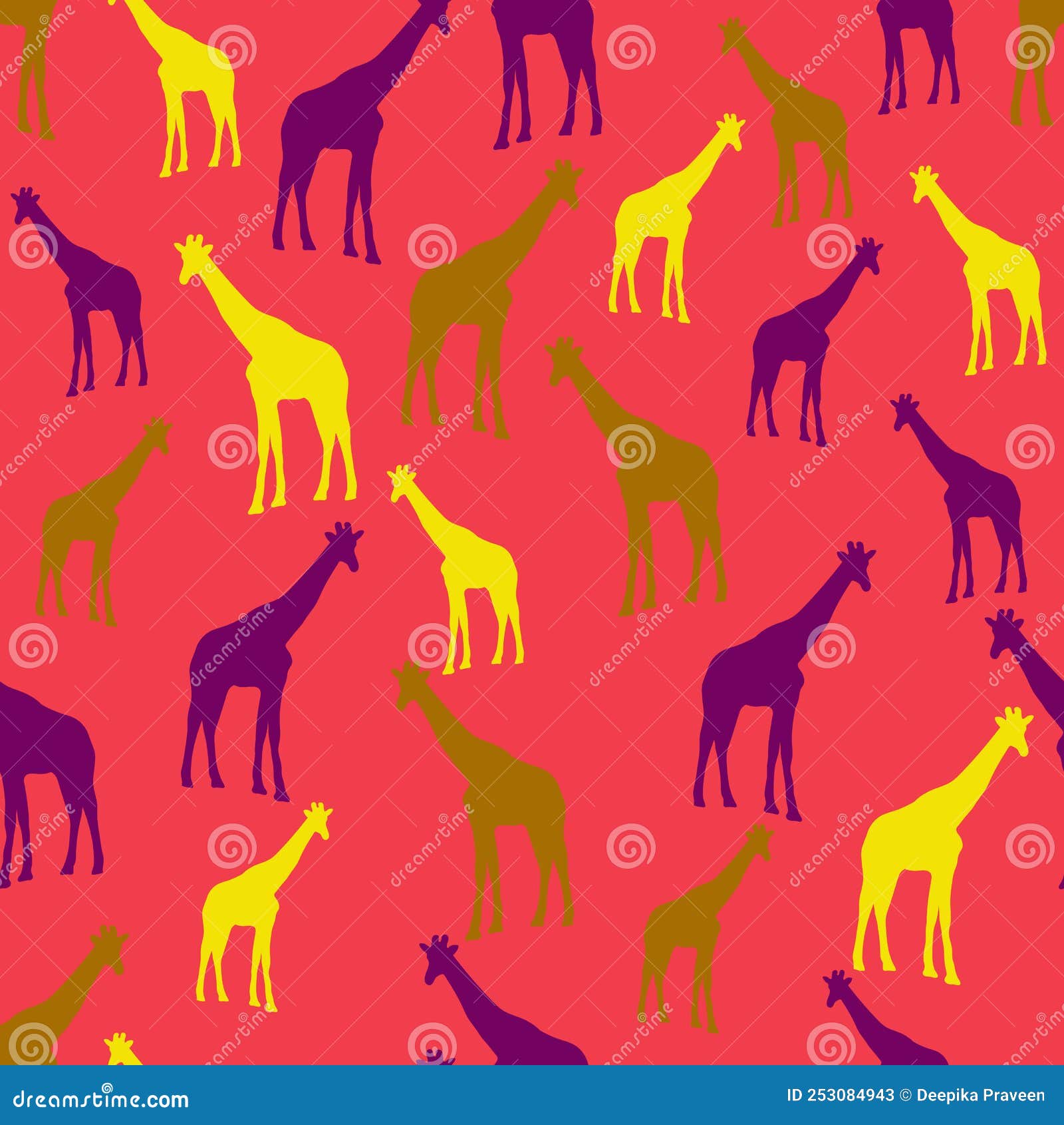 Giraffe Silhouettes Vector Seamless Pattern Stock Vector - Illustration ...