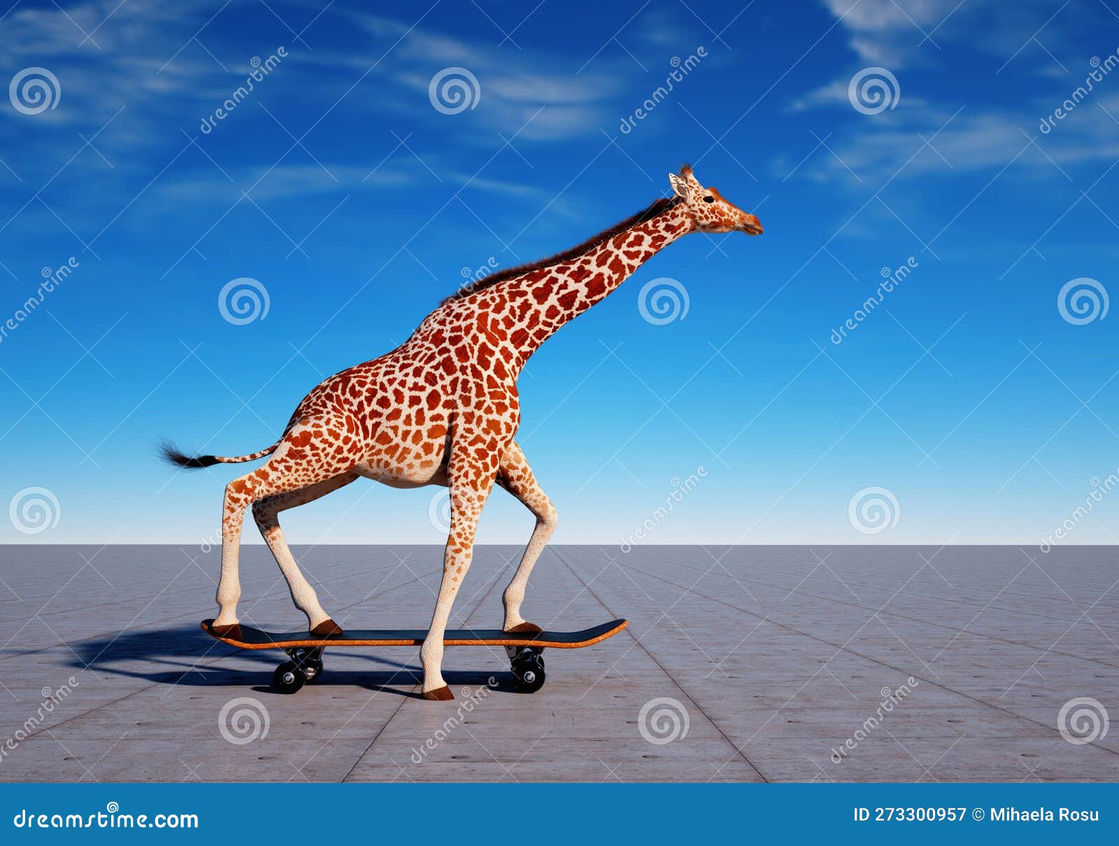 Giraffe on Skateboard. Impossible and Happiness Concept Stock ...