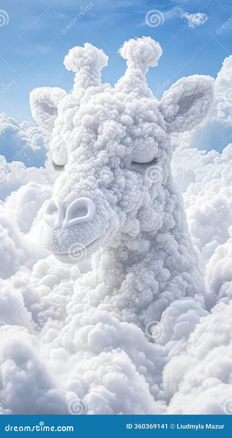 Giraffe is Sleeping in a Cloud of White Snow Stock Image - Image of ...