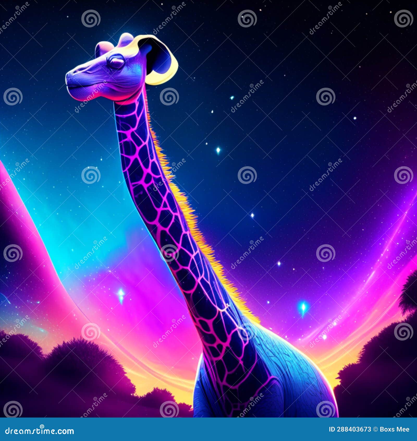 Giraffe in Space. 3D Rendering. 3D Illustration Stock Illustration ...