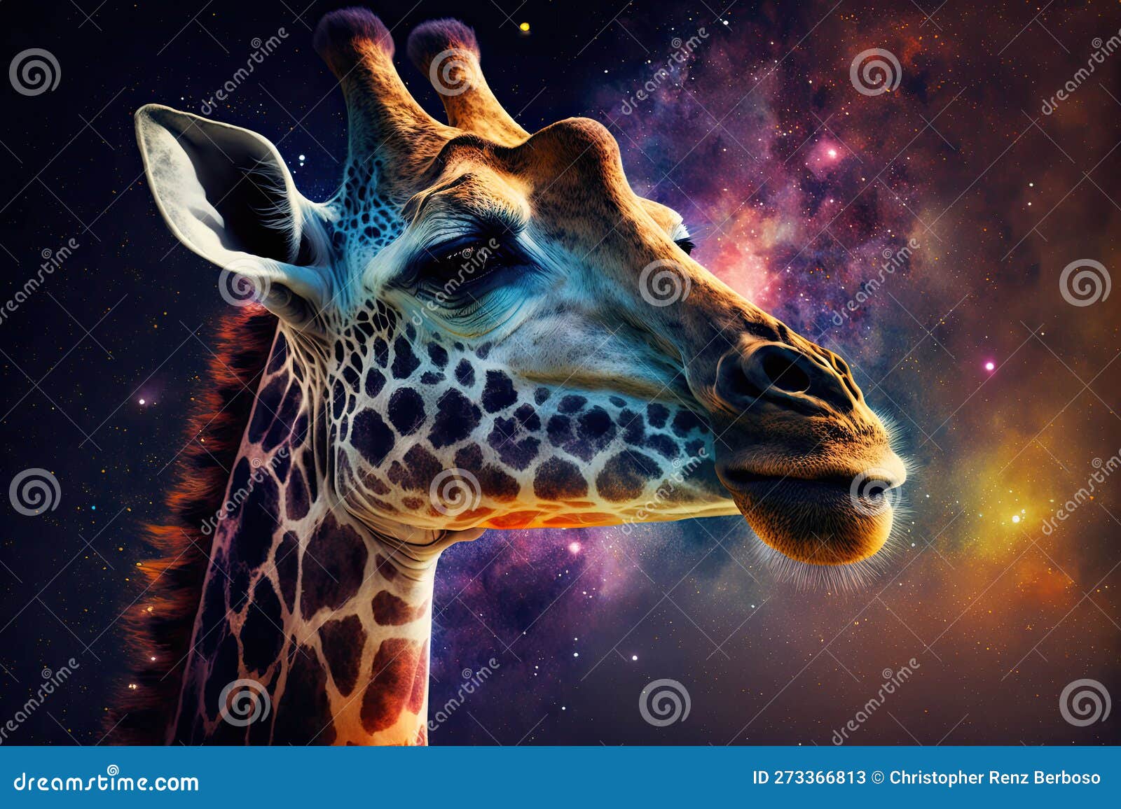 Giraffe on Space Nebula Background Wallpaper - Generative AI Stock ...
