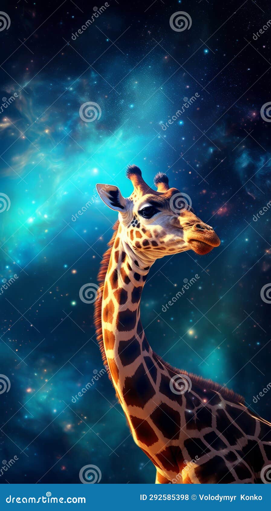 A Giraffe Standing in Front of a Star Filled Sky Stock Illustration ...
