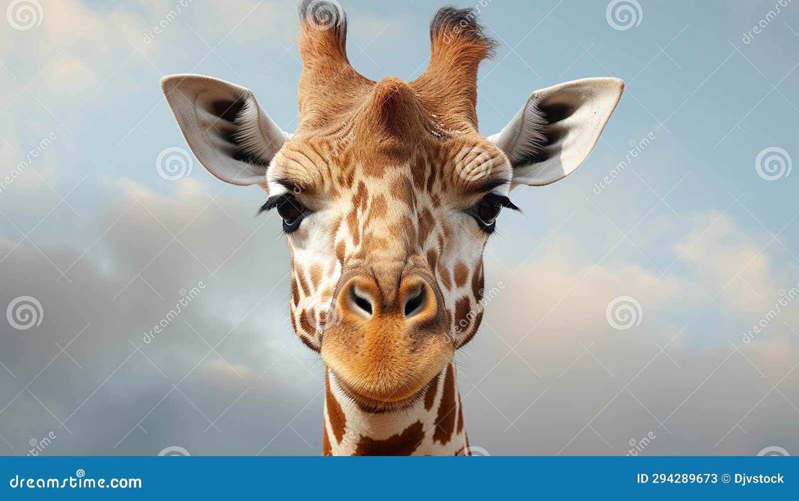 Giraffe Standing in Meadow, Looking at Camera, Surrounded by Beauty ...