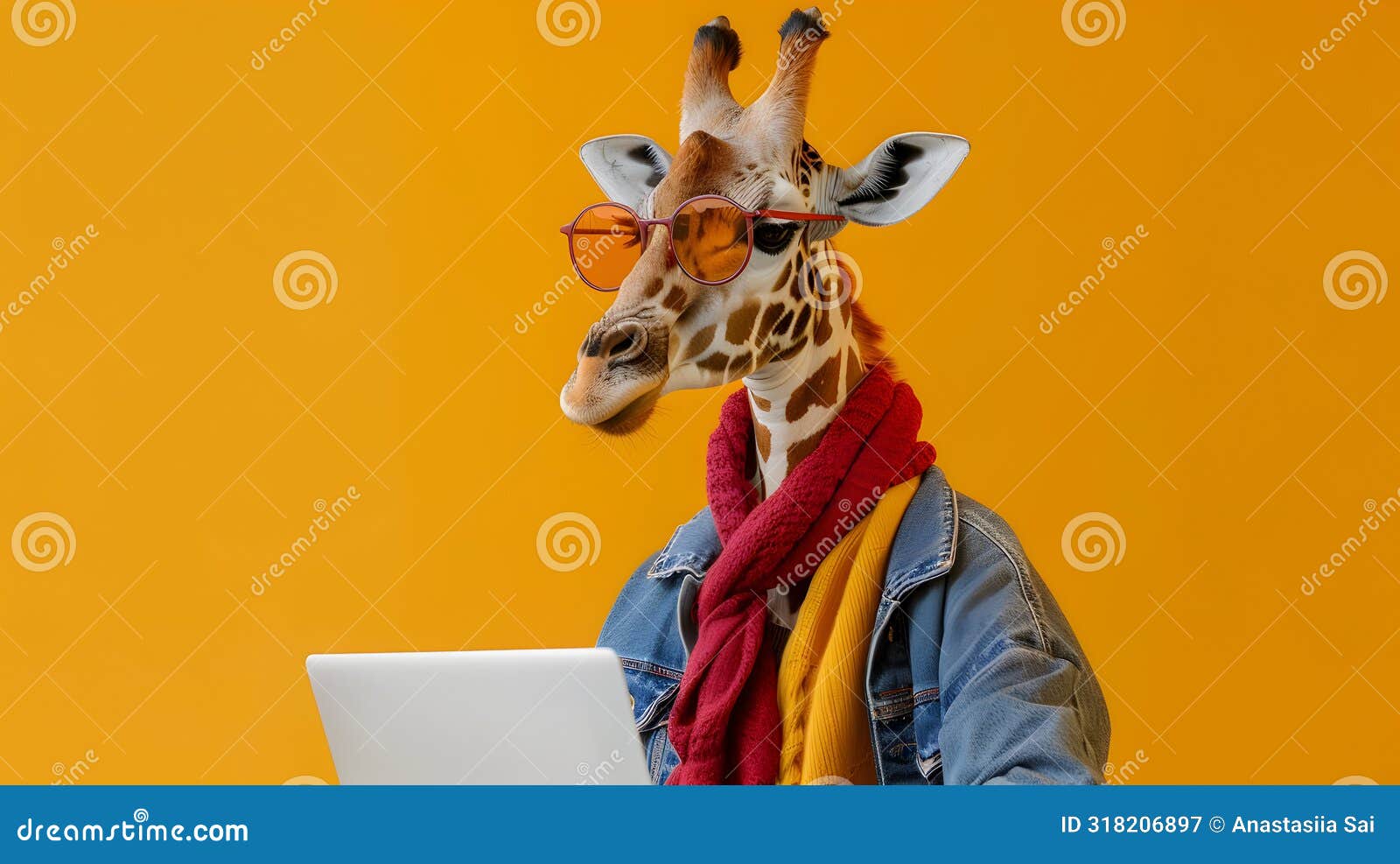 Giraffe in Suit and Glasses at the Computer Stock Image - Image of boss ...