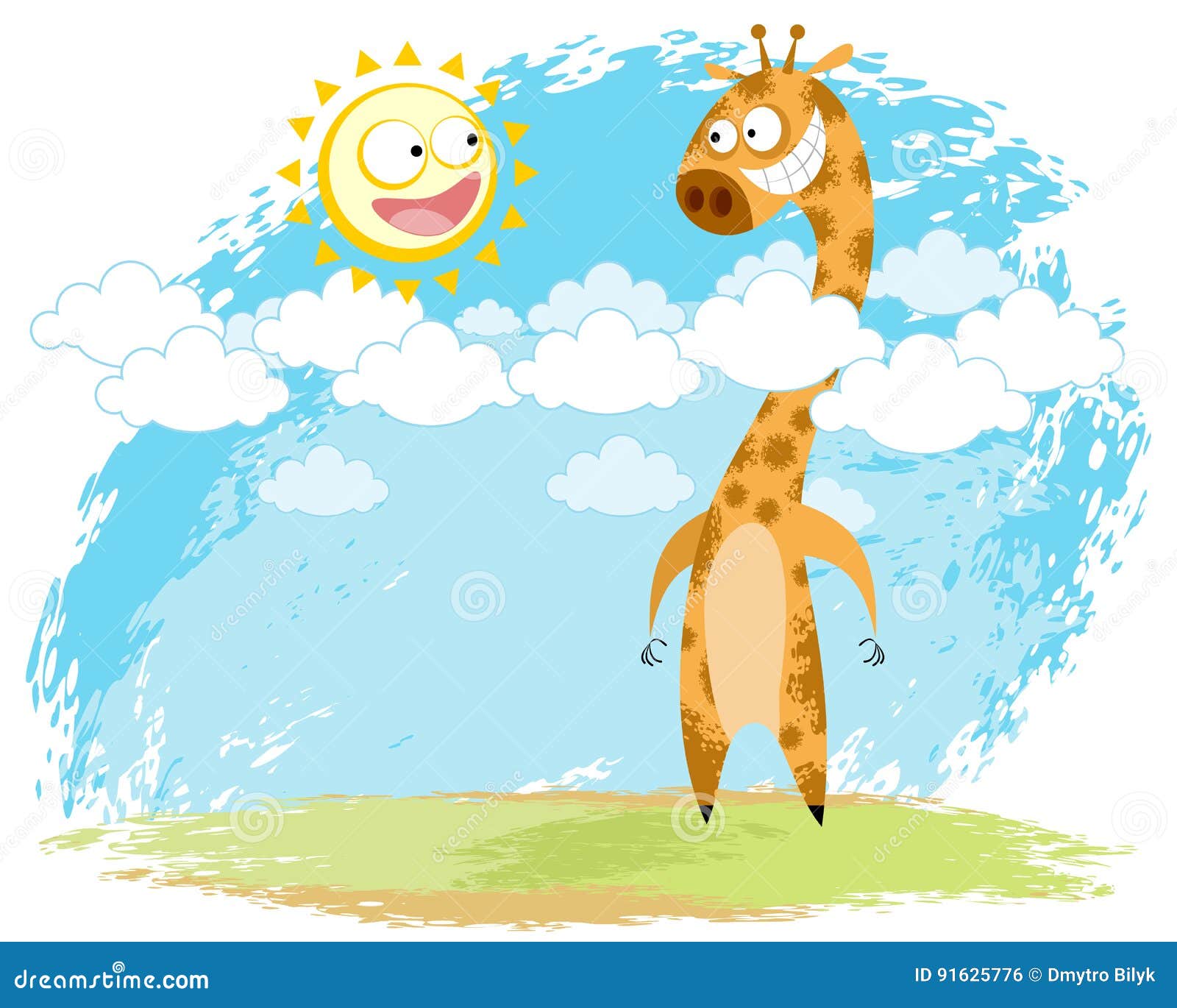 Giraffe and sun stock vector. Illustration of cute, funny - 91625776