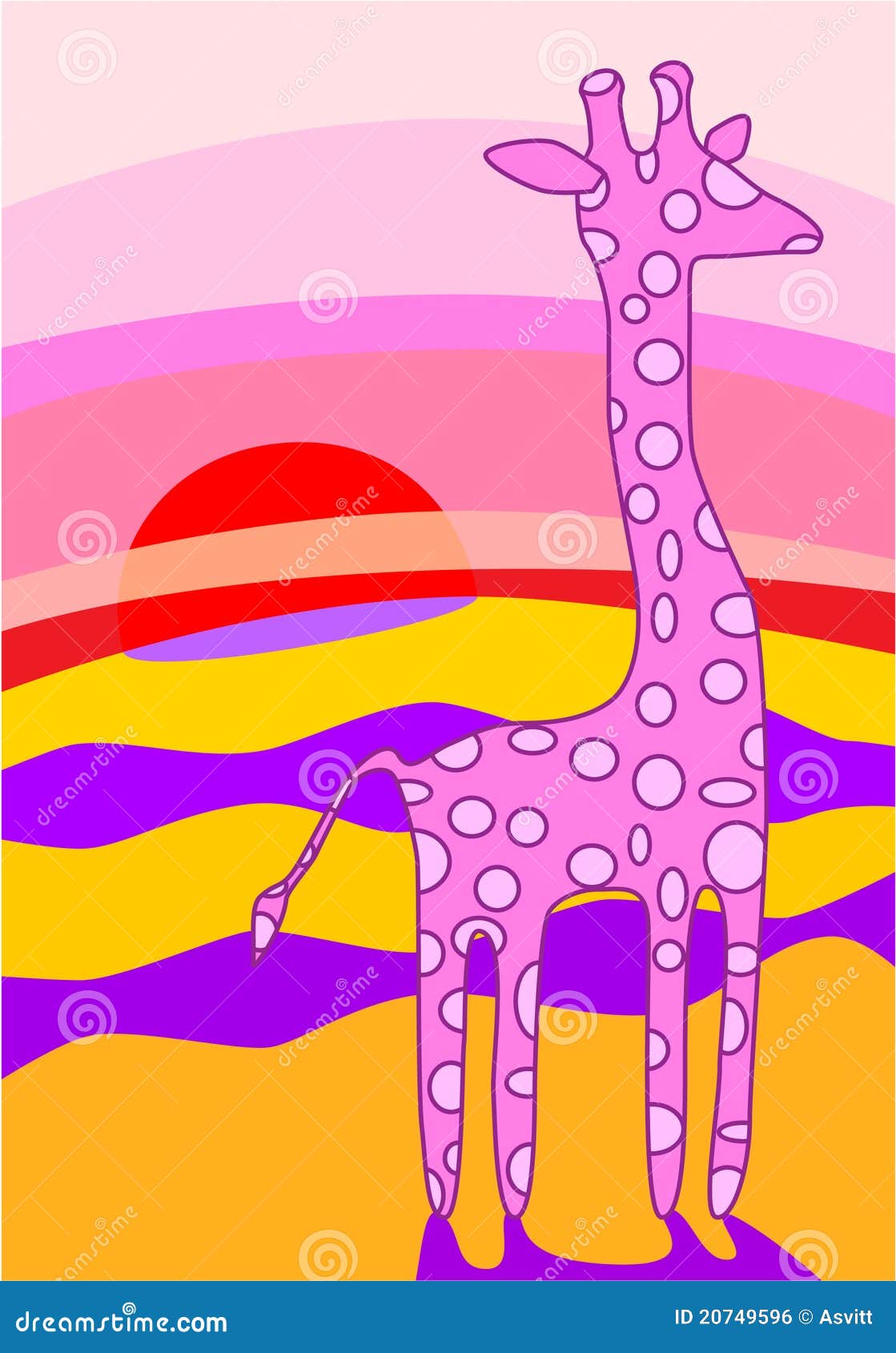 Giraffe at sunset stock vector. Illustration of head - 20749596