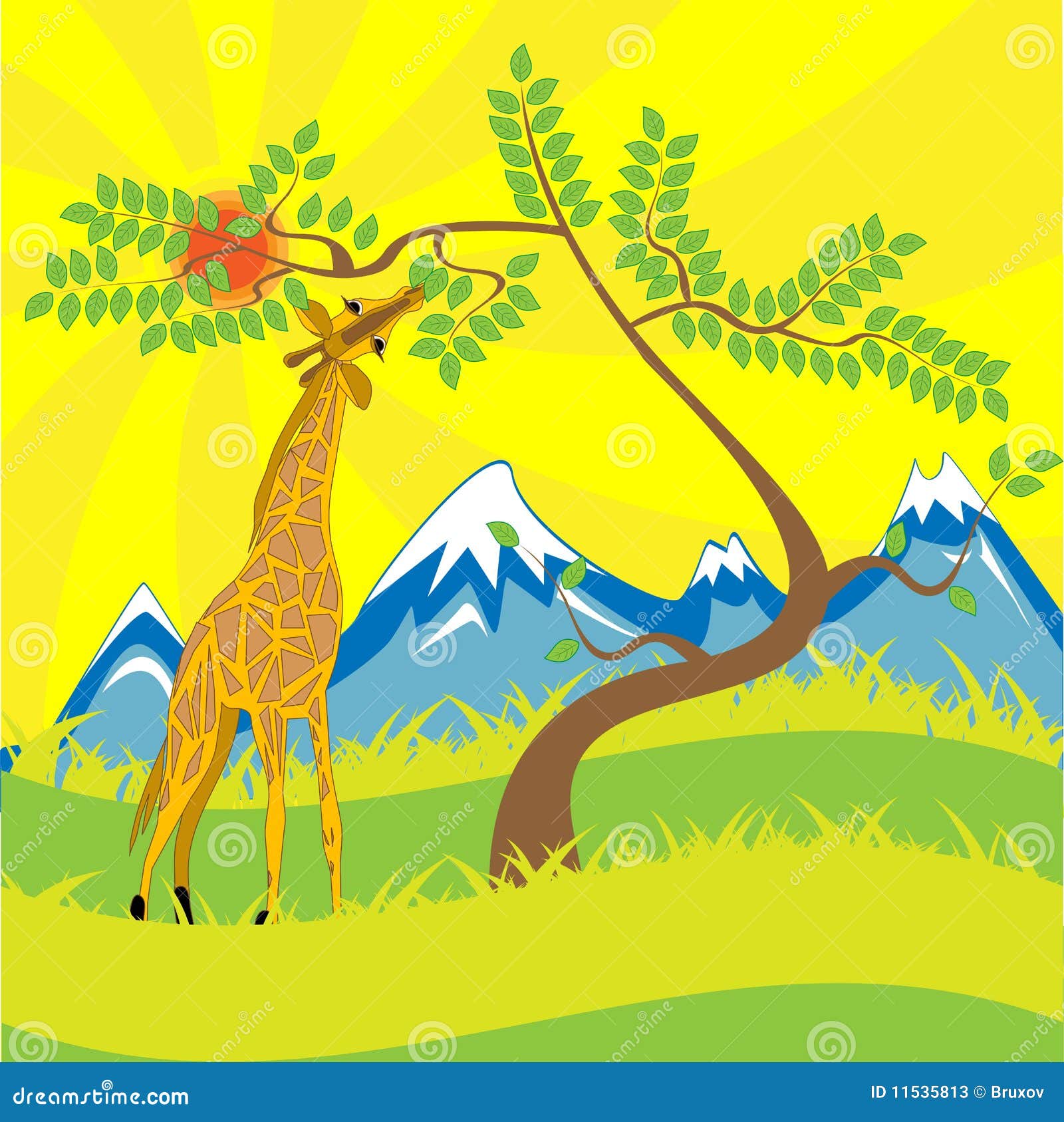 Giraffe and tree stock vector. Illustration of sheet - 11535813