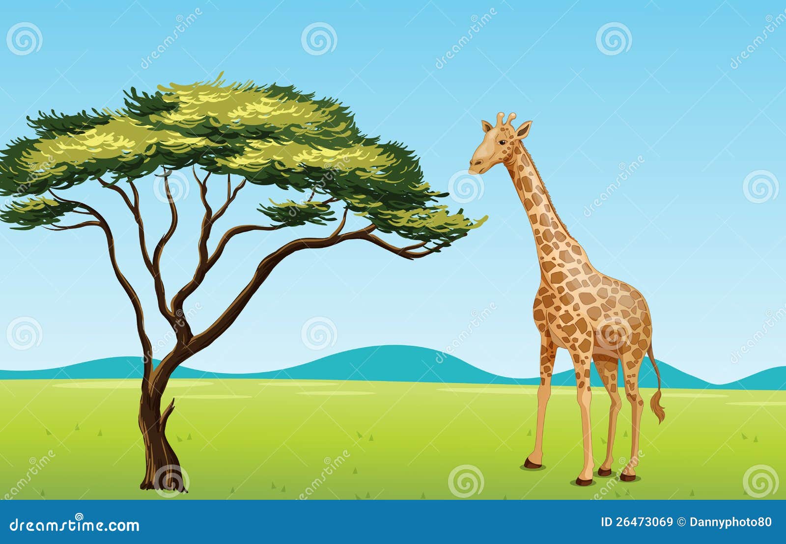 Giraffe by a tree stock vector. Illustration of long - 26473069