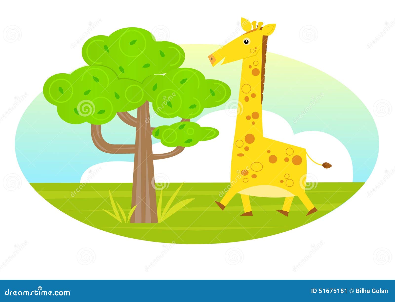 Giraffe and a Tree stock vector. Illustration of neck - 51675181