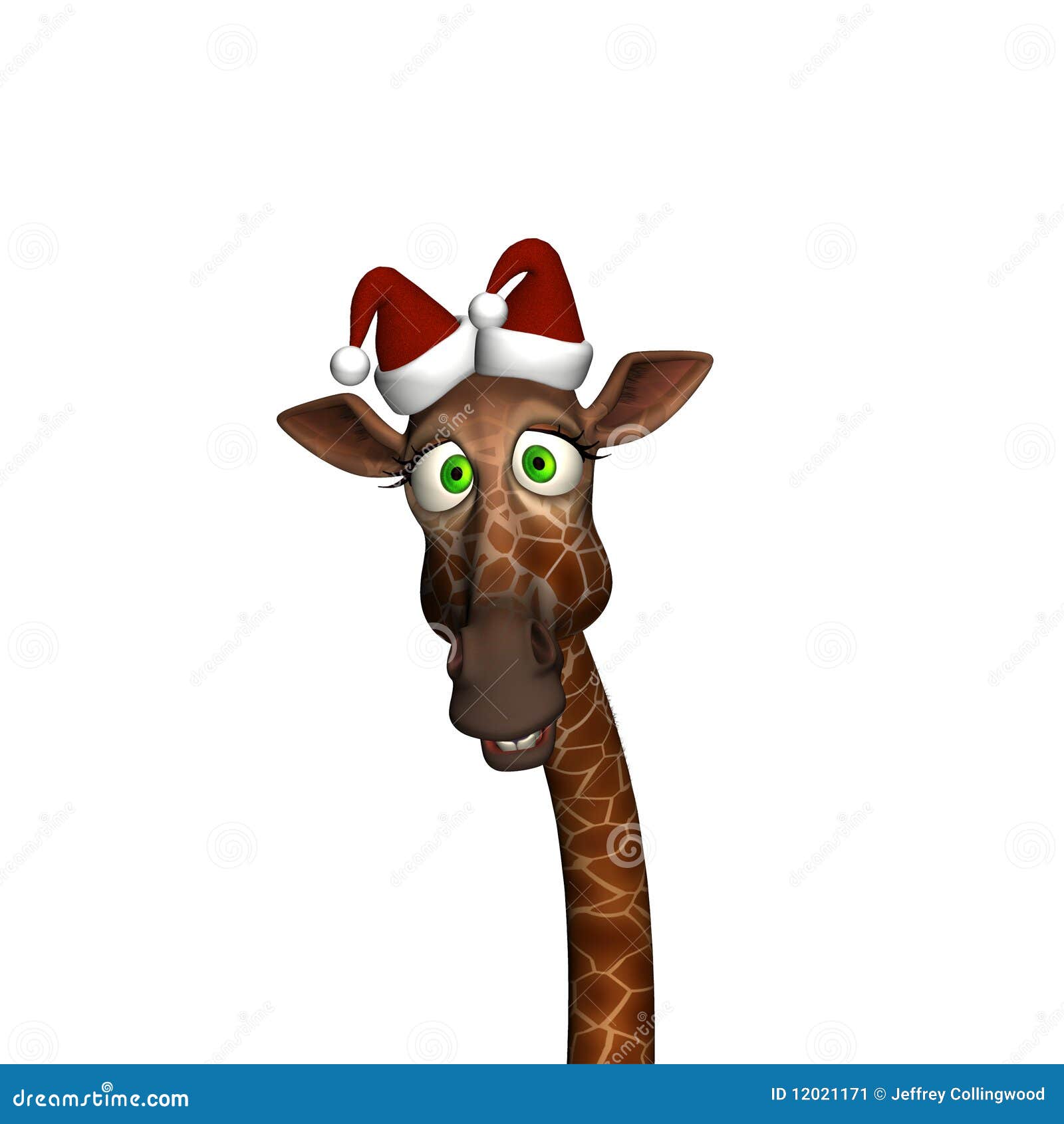 Giraffe Wearing Santa Hats stock illustration. Illustration of horns ...