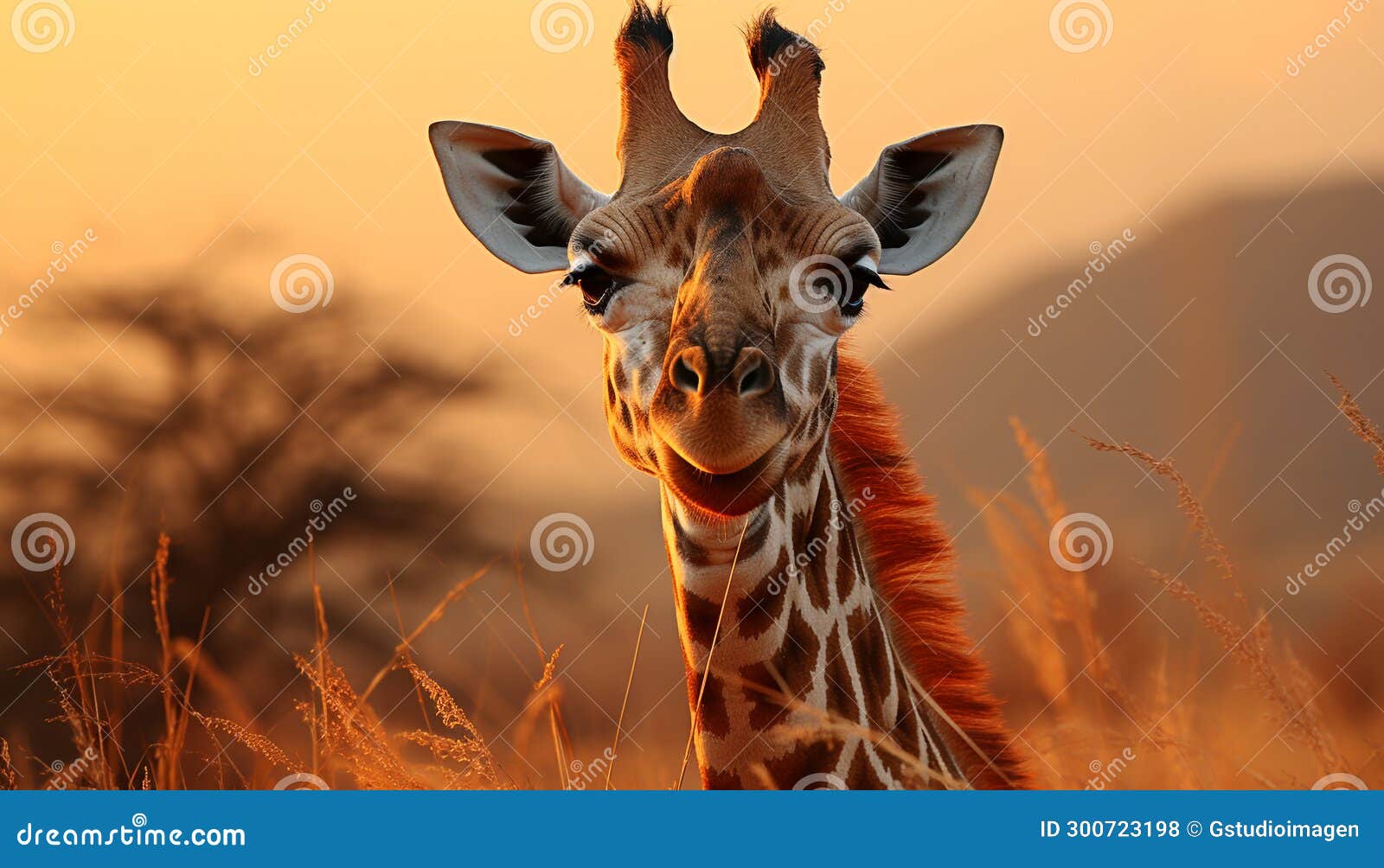 Giraffe in the Wild, Looking at Camera Generated by AI Stock Photo ...
