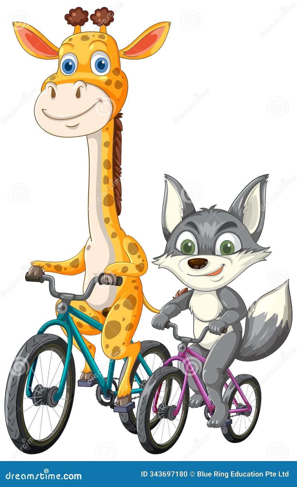 A Giraffe and Wolf a Bike Ride Stock Vector - Illustration of adventure ...