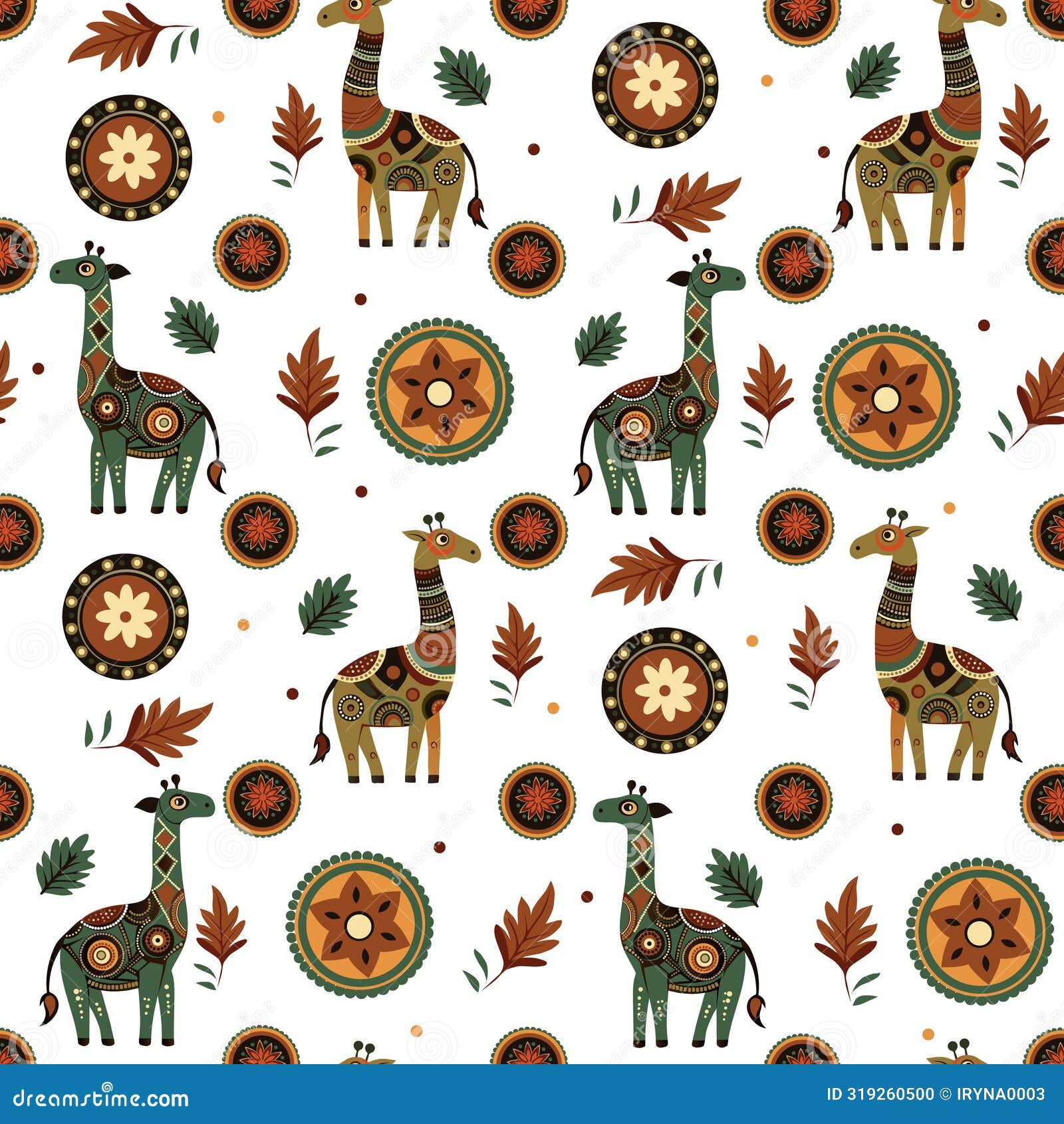 Giraffes Pattern on White Background Stock Vector - Illustration of ...