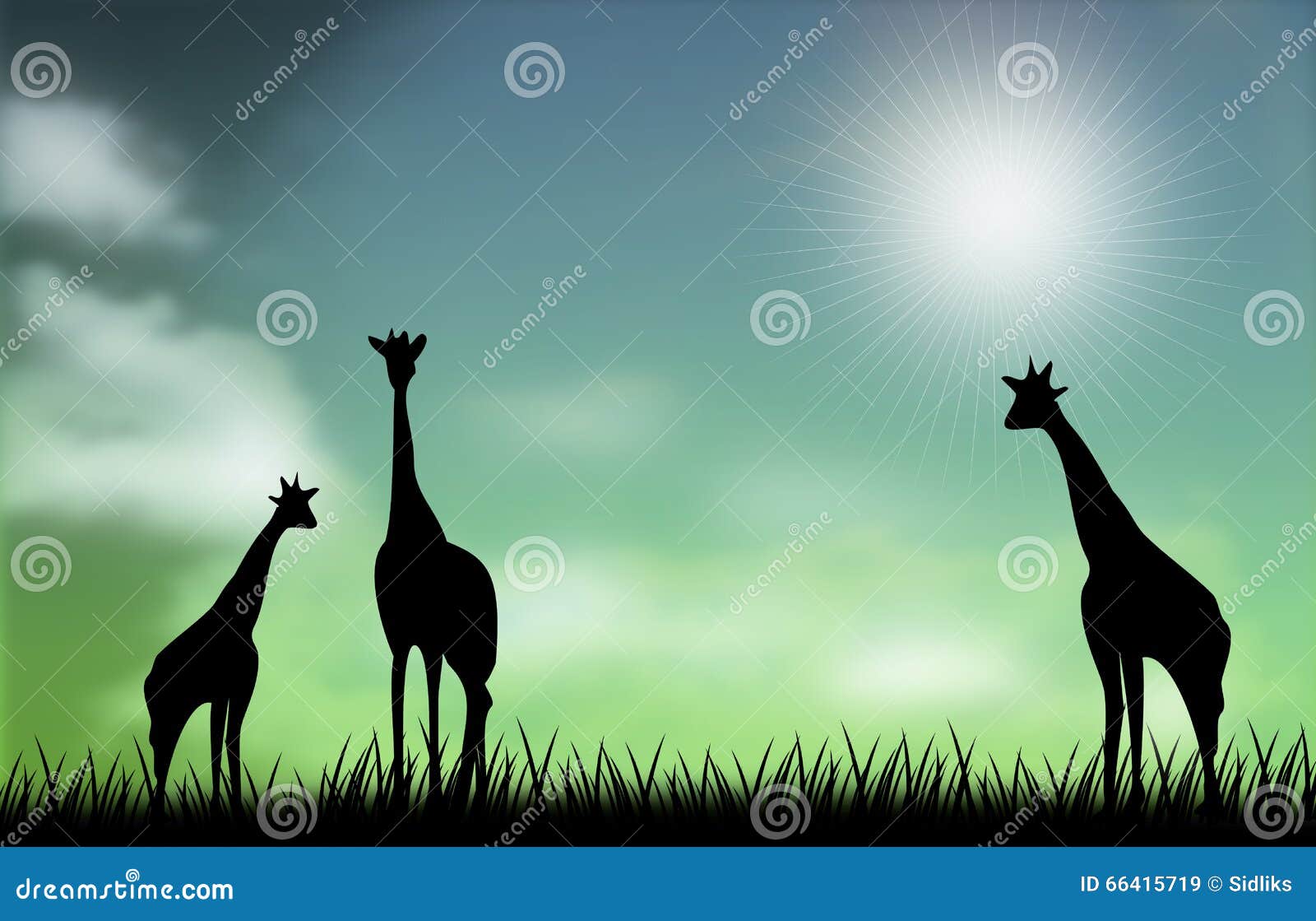 Giraffes Scene Illustration Stock Illustration - Illustration of exotic ...