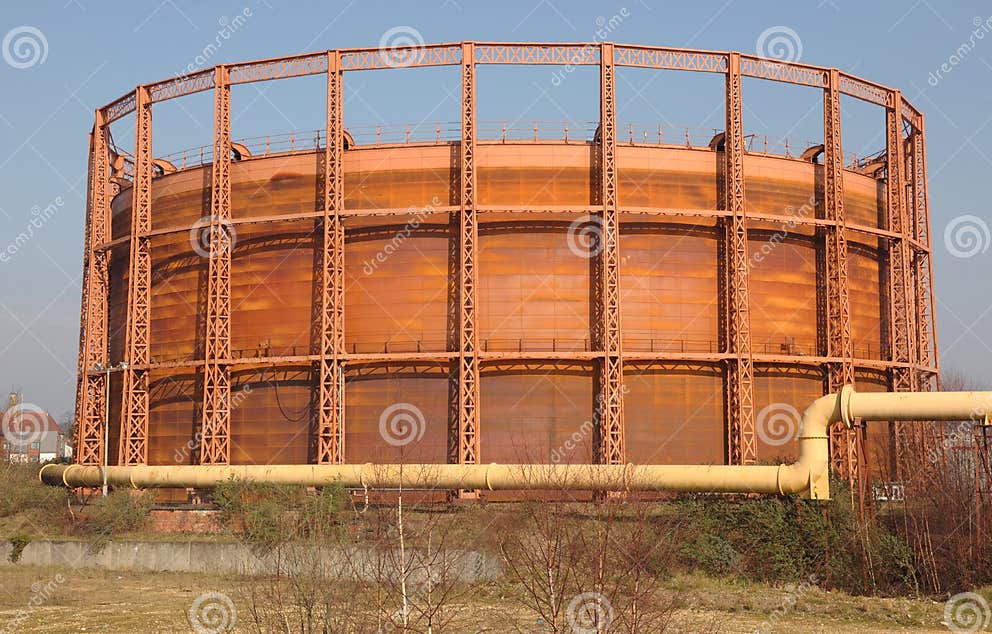 Girder Frame Gas Storage Tank Stock Image - Image of business, gasworks ...