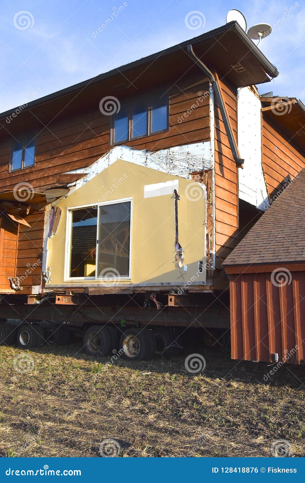 Girders Supporting a House Being Moved Stock Photo - Image of power ...
